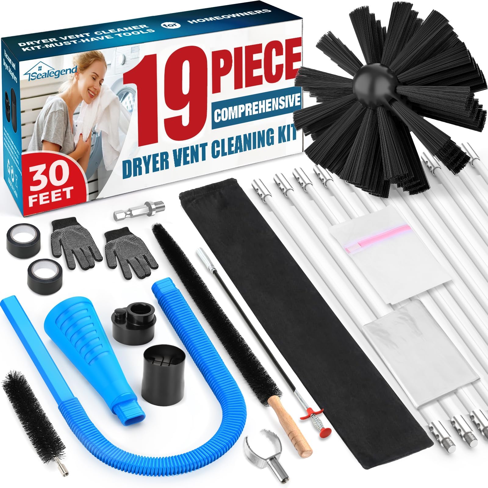 Amazon.com: 14' Quick Snap Cleaning Kit with Drill Attachment for Dryer ...