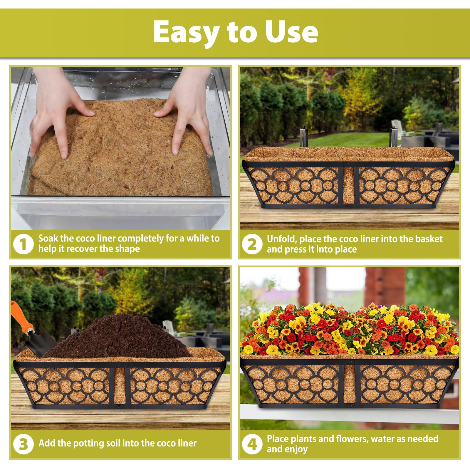 Snapklik.com : Legigo 2 Pack 36 Inch Square Coco Liners Planter Baskets ...