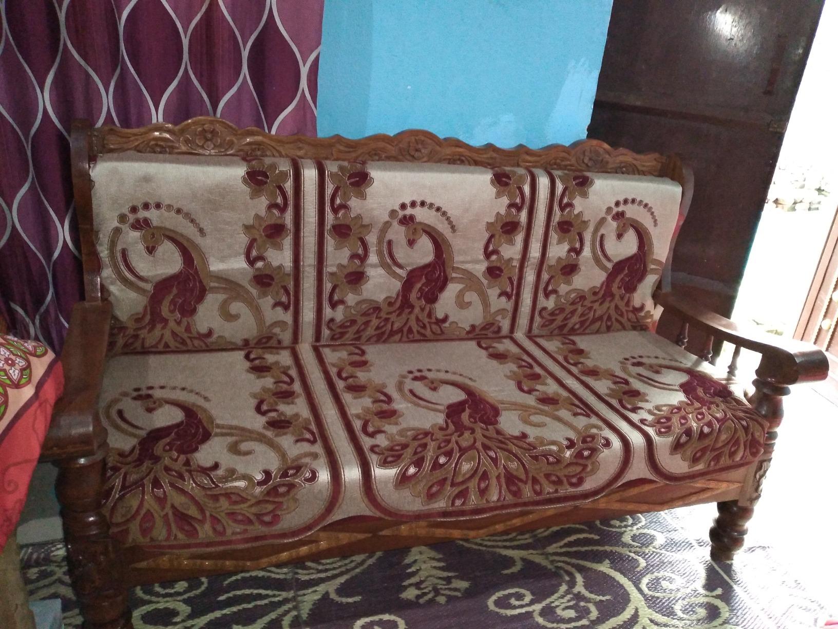 KINGLY Chenille Velvet 6 Pcs Pikok Abstract Design Sofa Covers Set of 5 ...