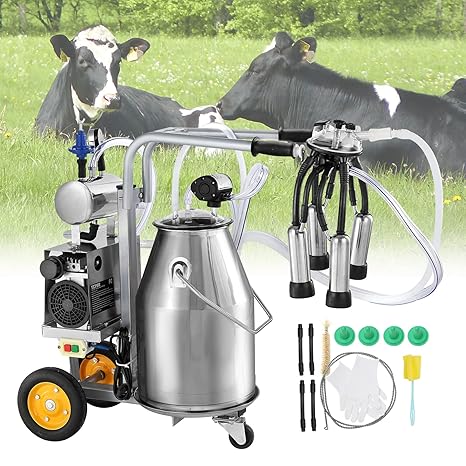 Amazon.com : VEVOR Electric Cow Milking Machine, 6.6 Gal / 25 L 304 ...