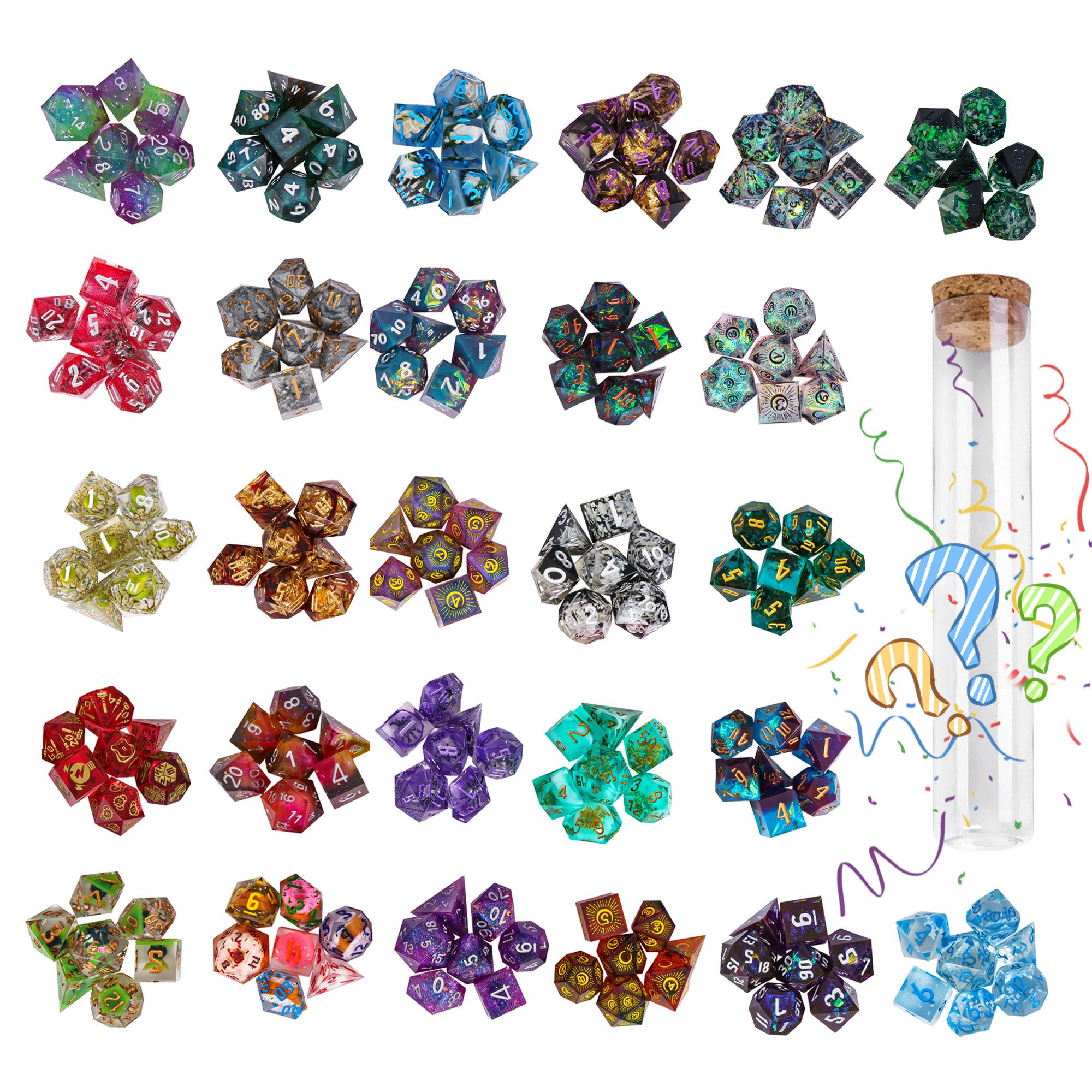 Amazon.com: CRITALLIC 7PCS DND Dice Set,Handmade Sharp Edge Dice Set Mystery Blind Box D&D RPG ...