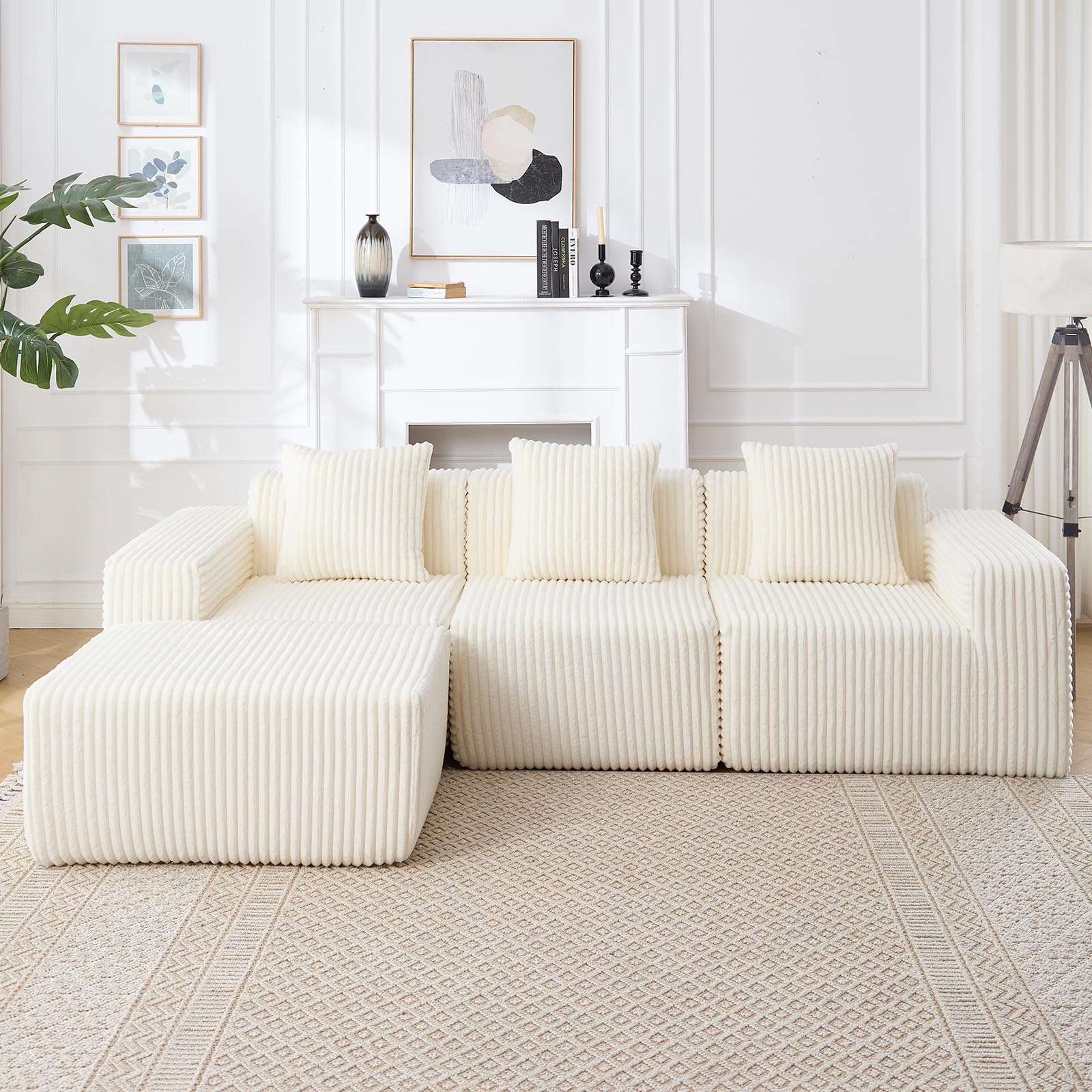 Amazon.com: 101'' Modular Sectional Sofa, Corduroy Cloud Couch with ...