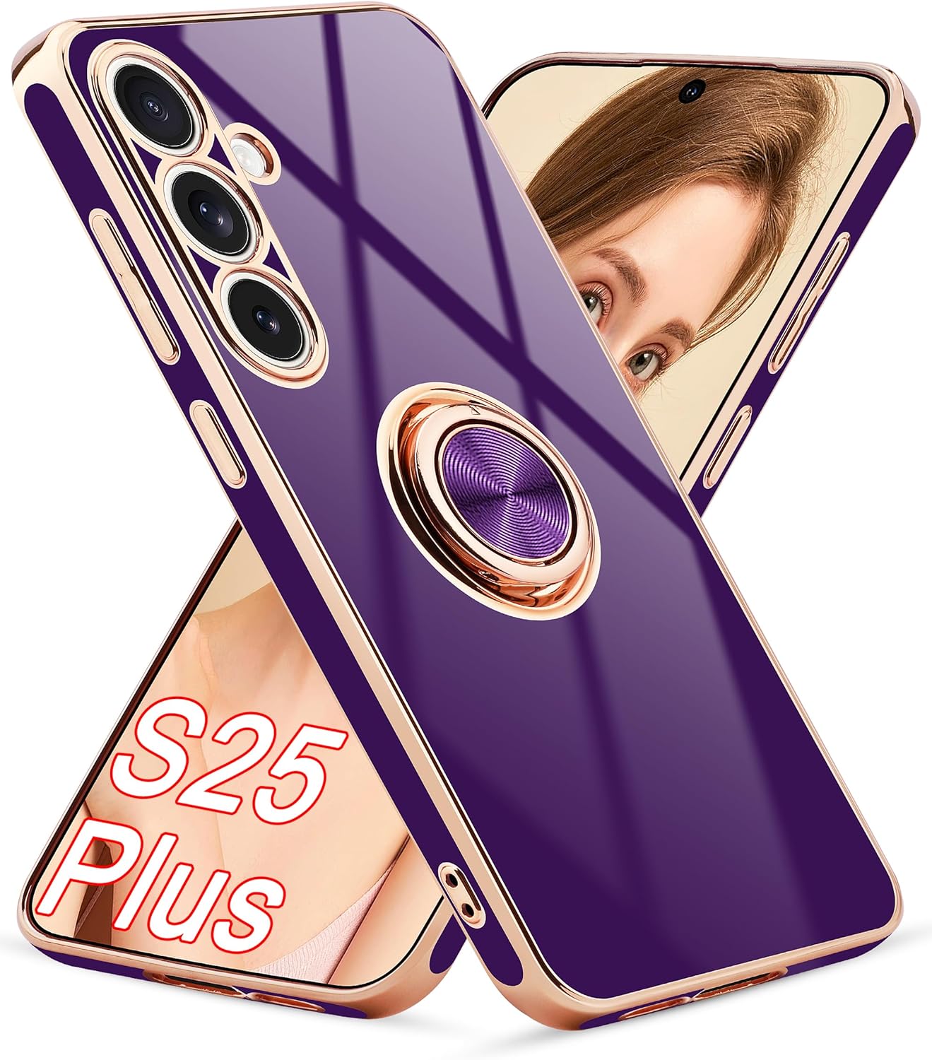 Jusy Case for Samsung Galaxy S25+ / S25 Plus 5G with 360° Rotating Ring ...