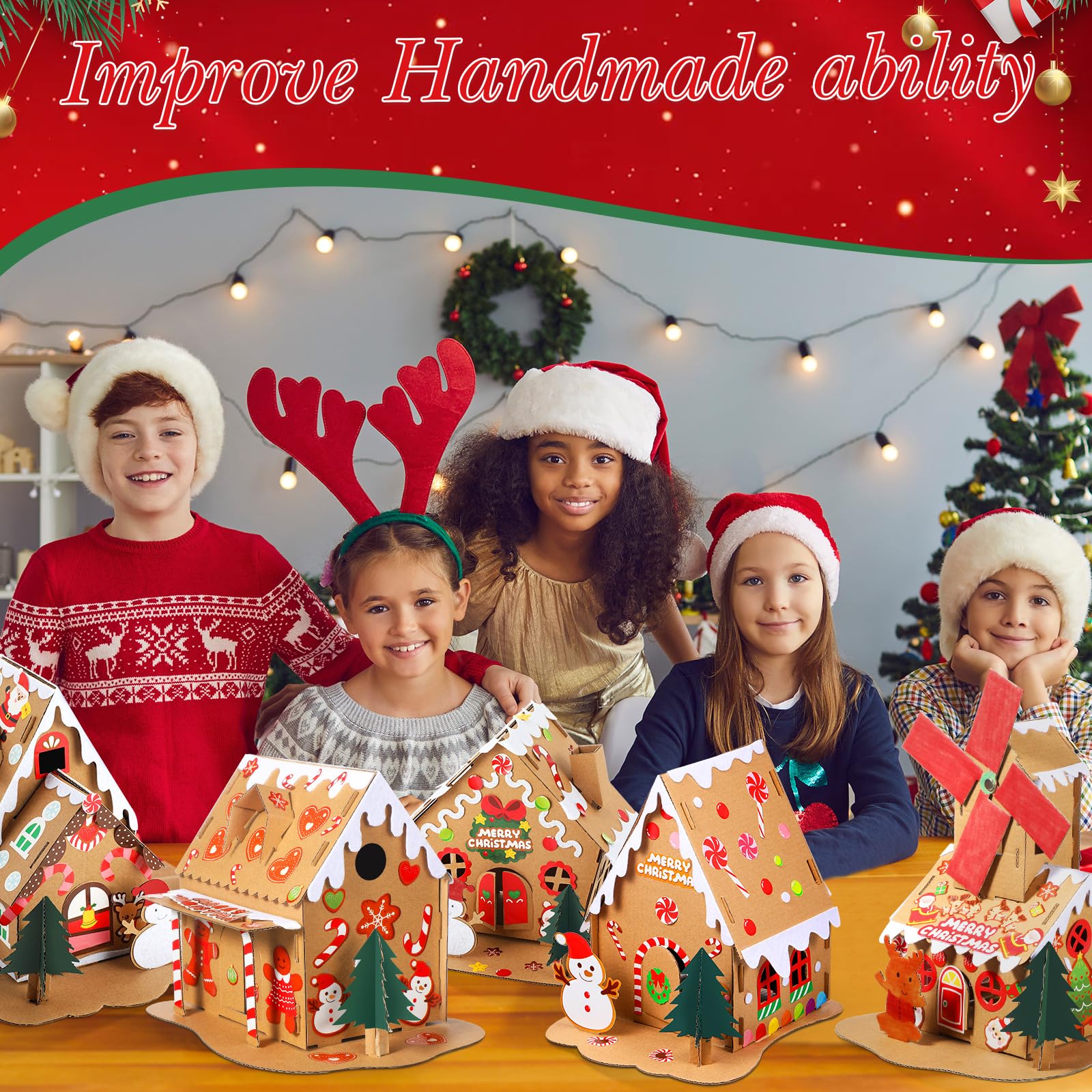 Snapklik.com : 36 Pcs Gingerbread House Kit Christmas Crafts For Kids ...