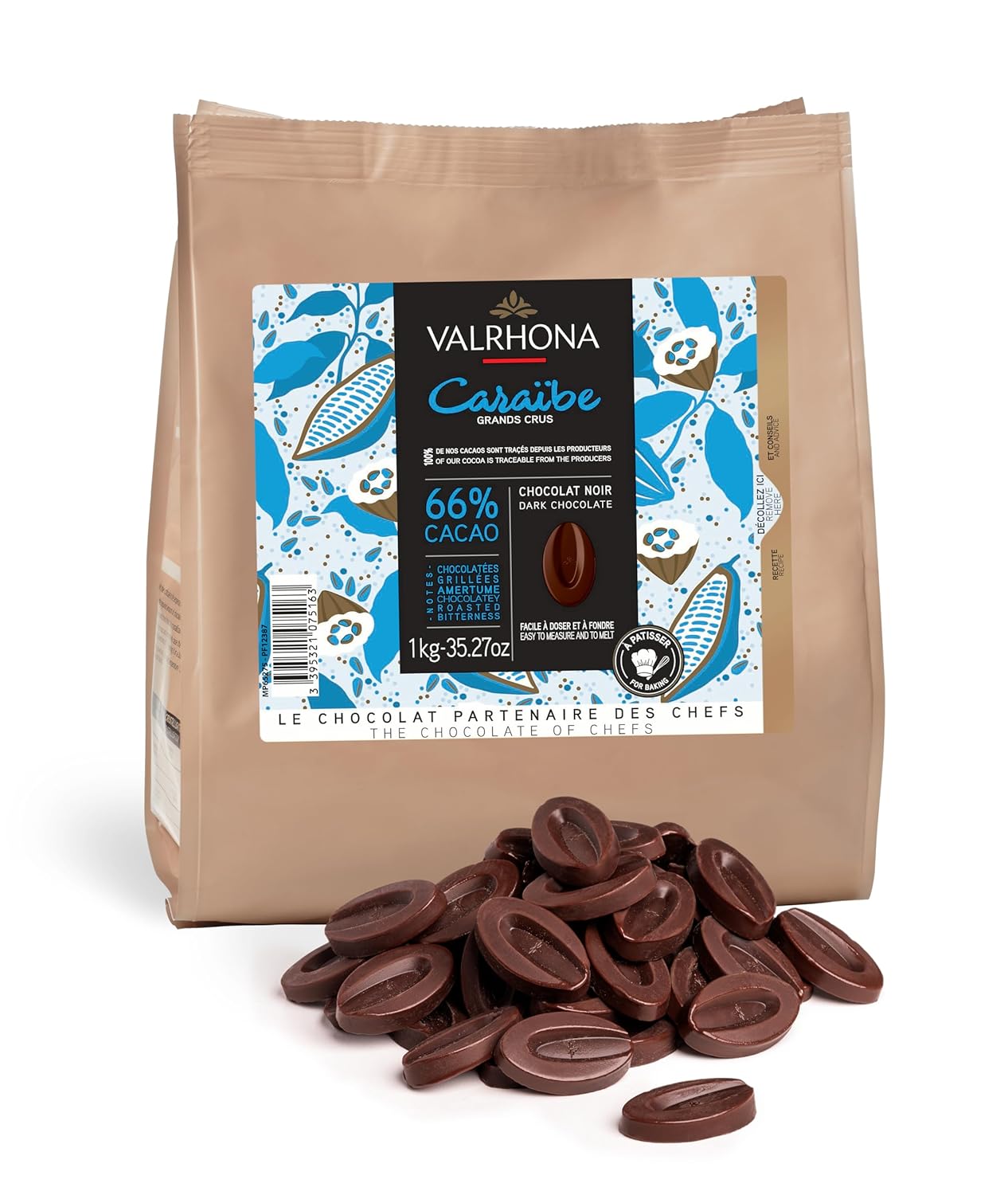 Amazon.com : Valrhona Dark French Semisweet Chocolate Discs for Baking ...