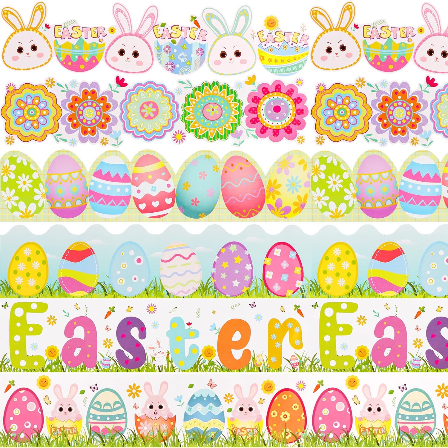 Amazon.com: 94.5Ft Easter Bulletin Board Borders, 96Pieces Easter Egg ...