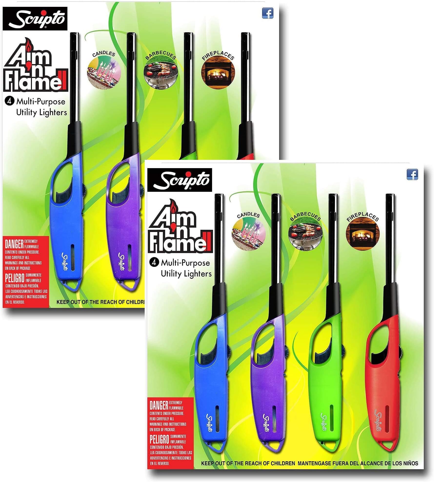 Amazon.com: Scripto AIM 'N Flame Multi-Purpose Lighters, Pack of 4 ...