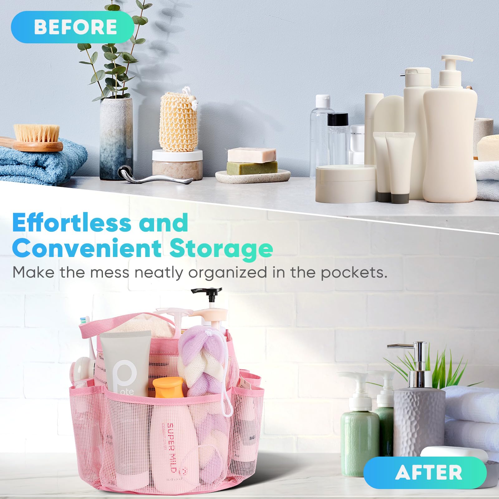 Bathroom Caddy Mesh Showe Caddy Potable Fo Dom Essentials With Multiple ...