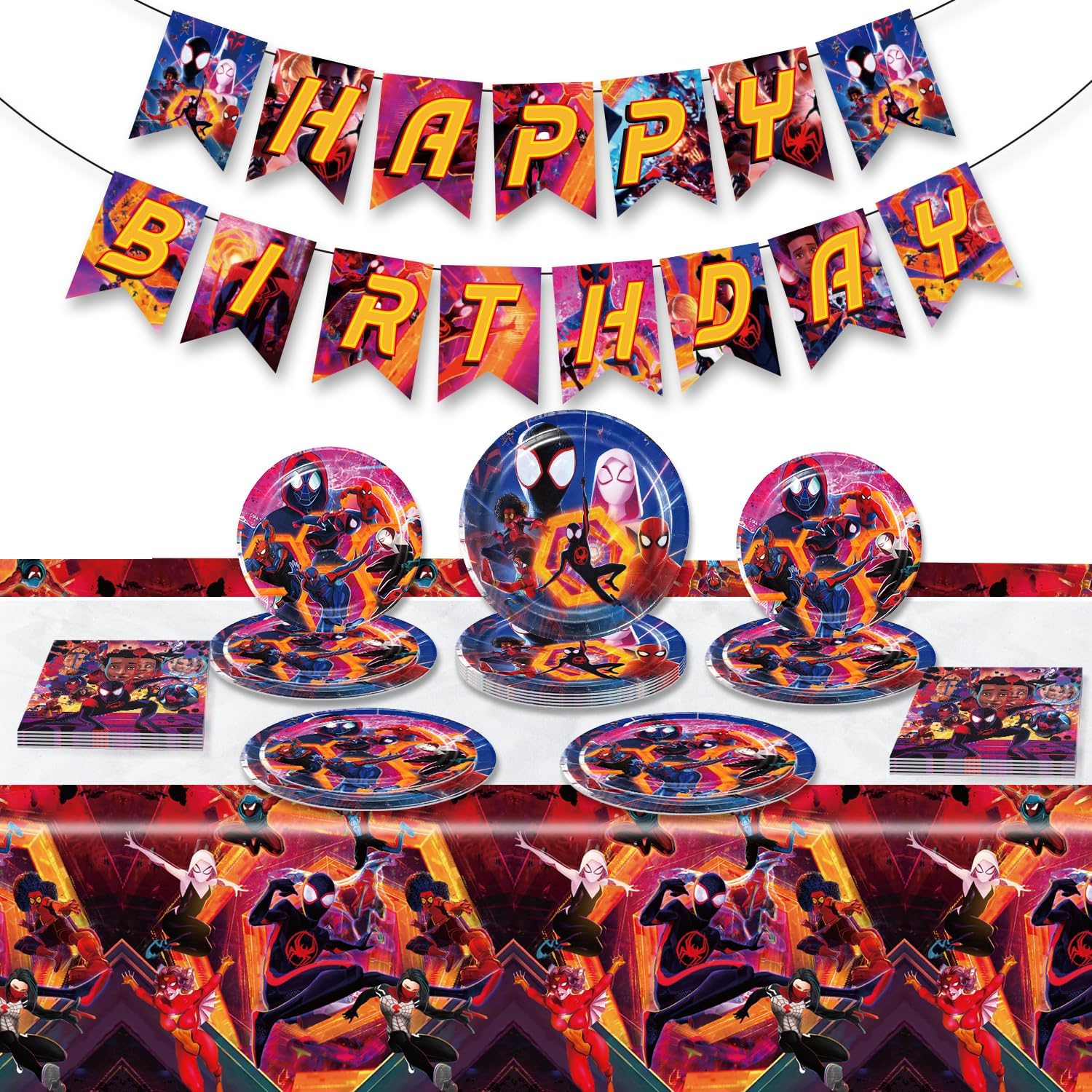 Amazon.com: 74pcs Spider Miles Birthday Party Supplies Decorations, 24 ...