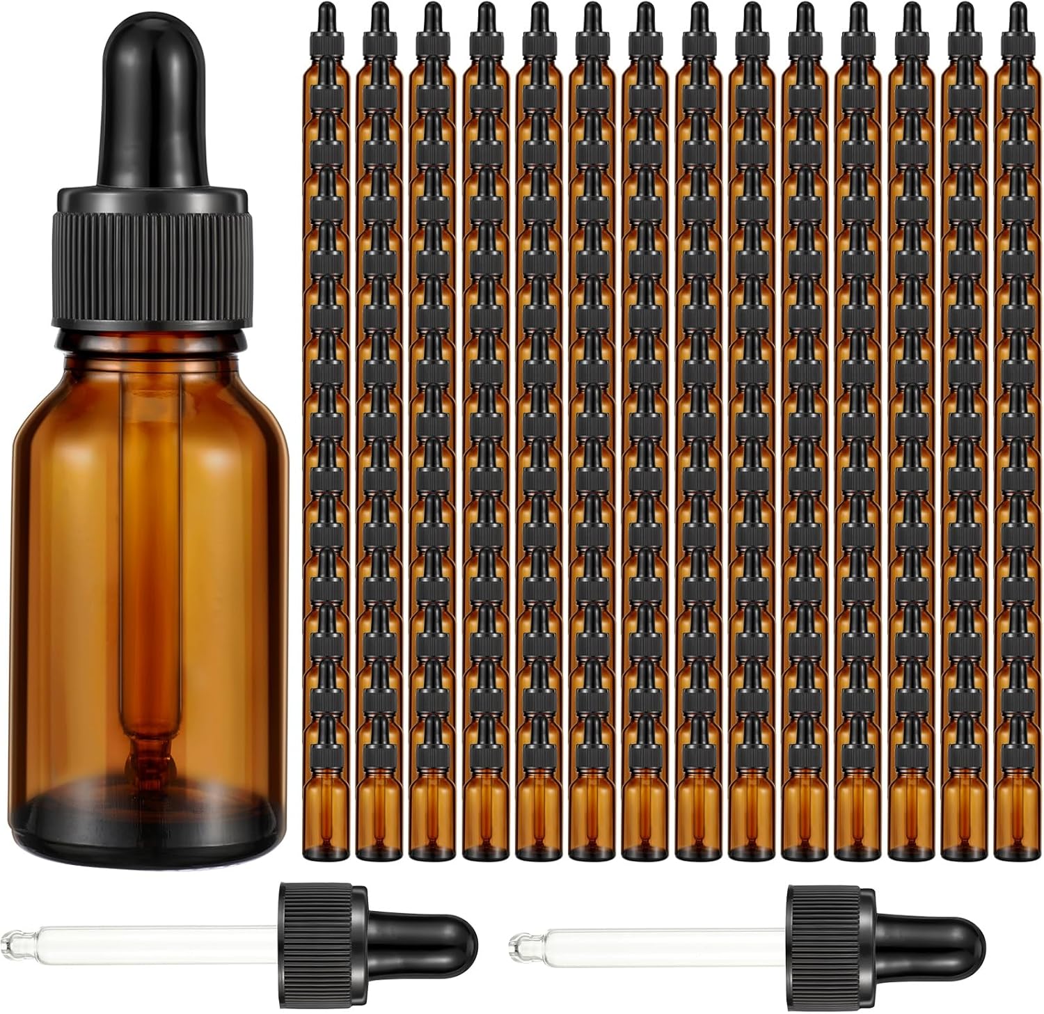Amazon.com: Tanlade 200 Pack 15ml Dark Dropper Bottles 1/2 oz Glass ...