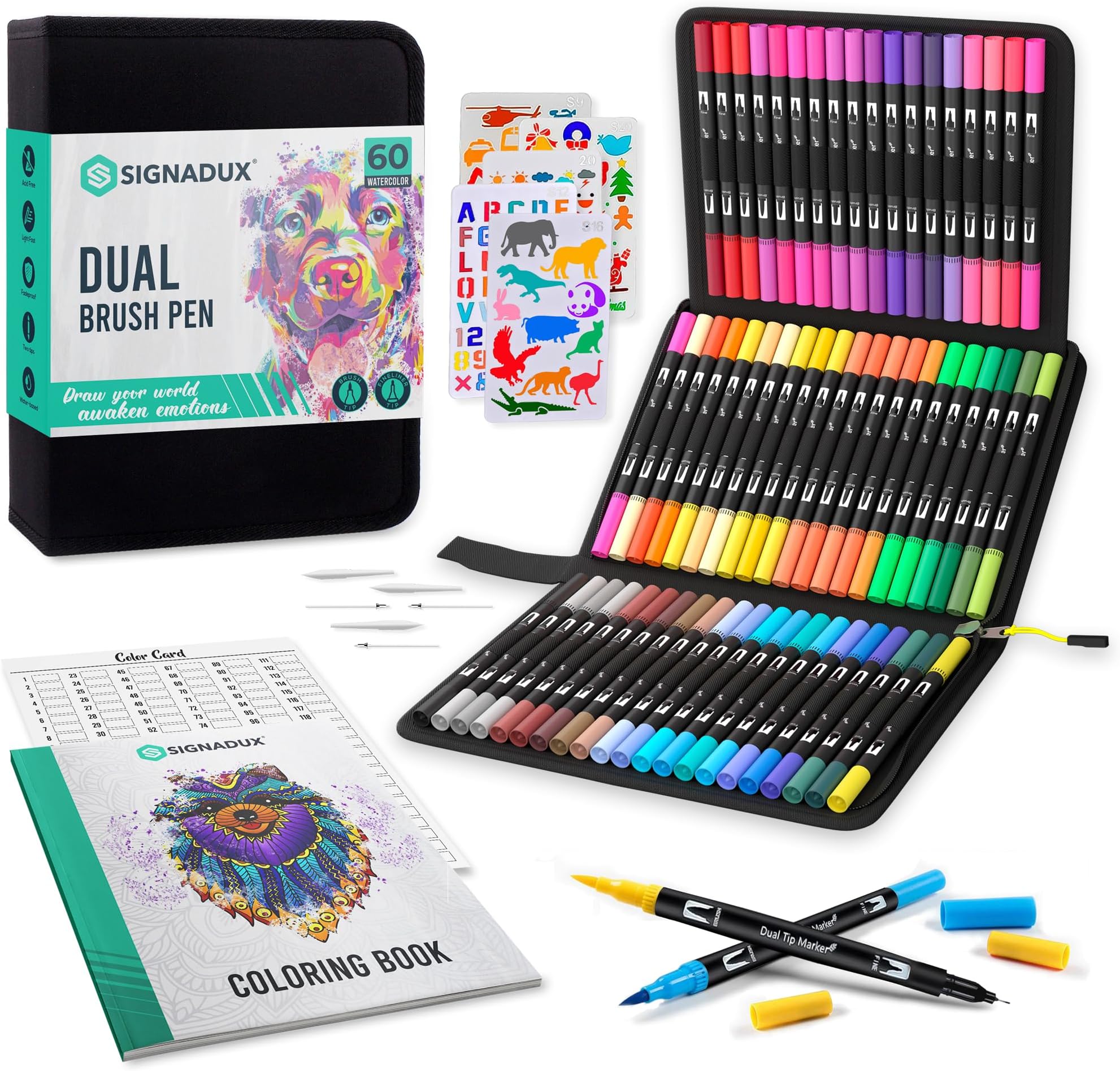 SIGNADUX Rotuladores Lettering, Estuche Premium, 72 Colores ...