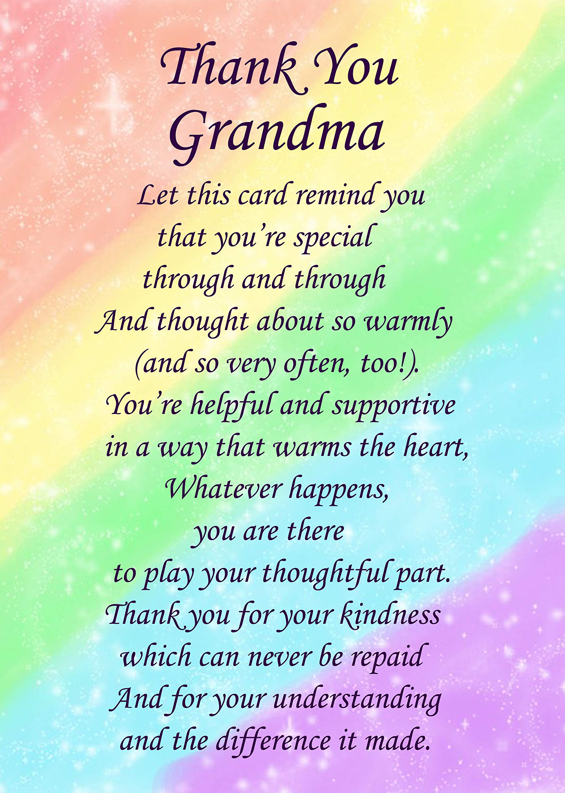 Grandma Thank You Quotes BIN153 / KS_004 Grandma Keepsake Card