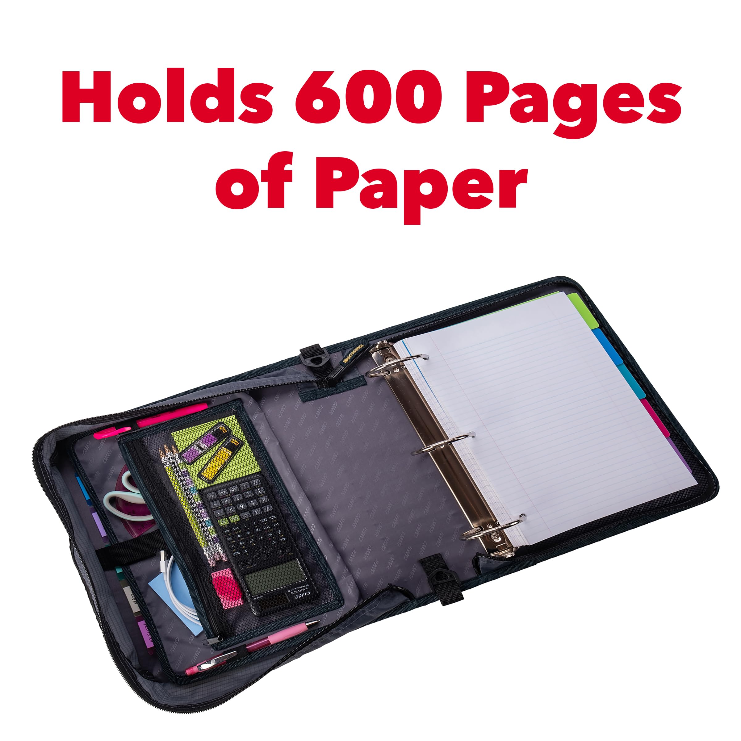 Snapklik.com : Case-it Mighty Zip Tab Zipper Binder, 3" O-Ring