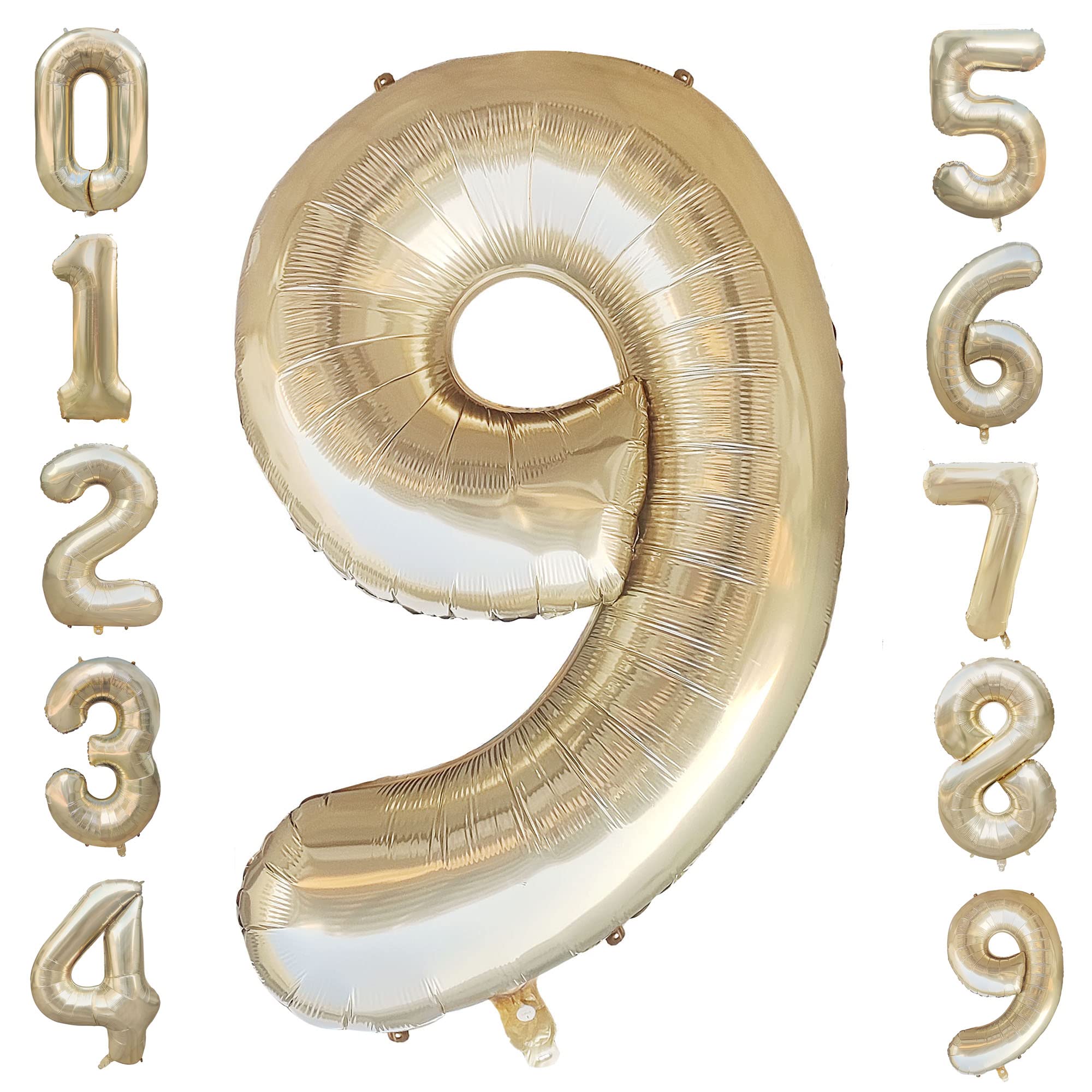 Amazon.com: Number 9 Balloons White Gold Nine Balloon for 9 Year Old ...