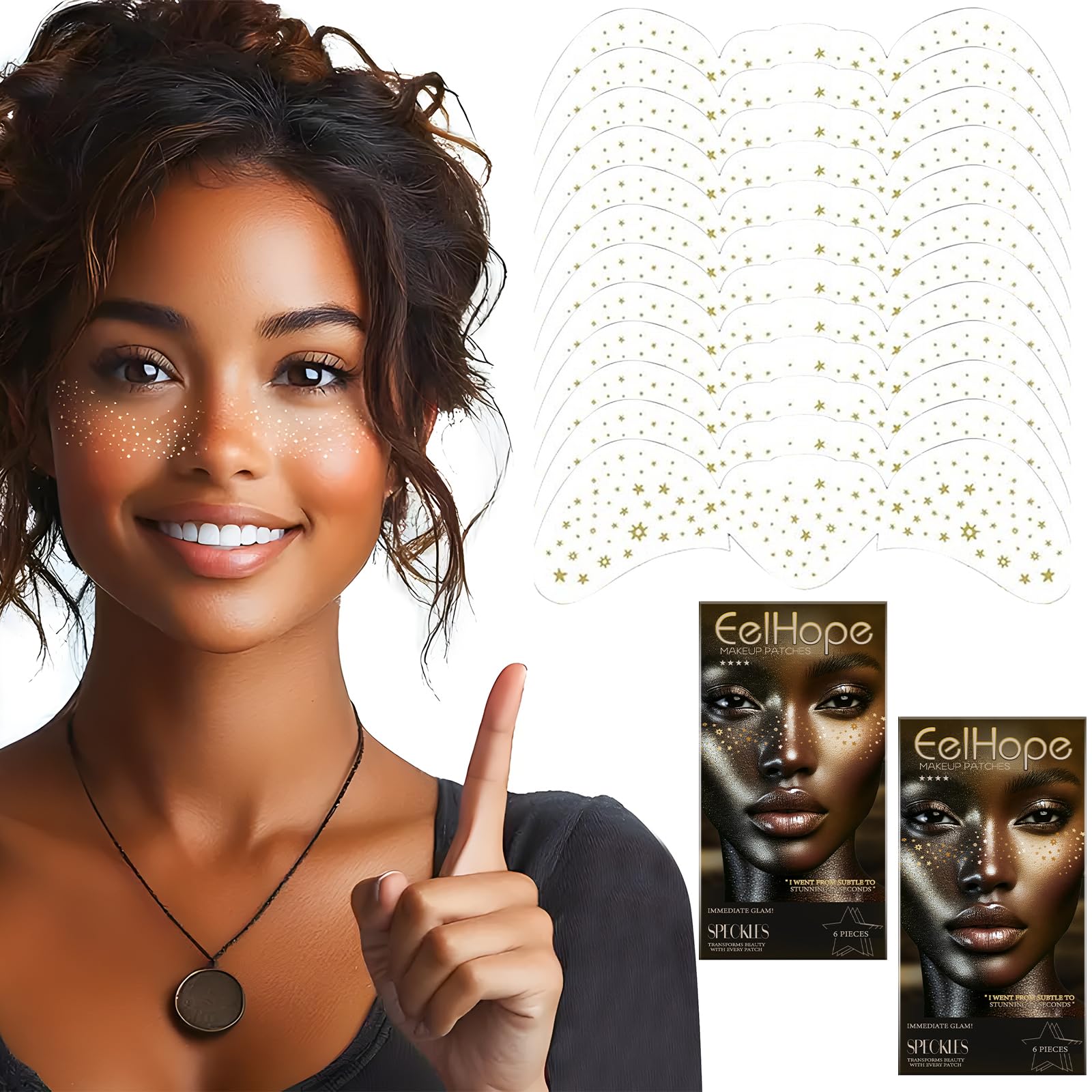 12PCS Glitter Metallic Freckle Tattoos, Gold Glitter Freckles Face ...