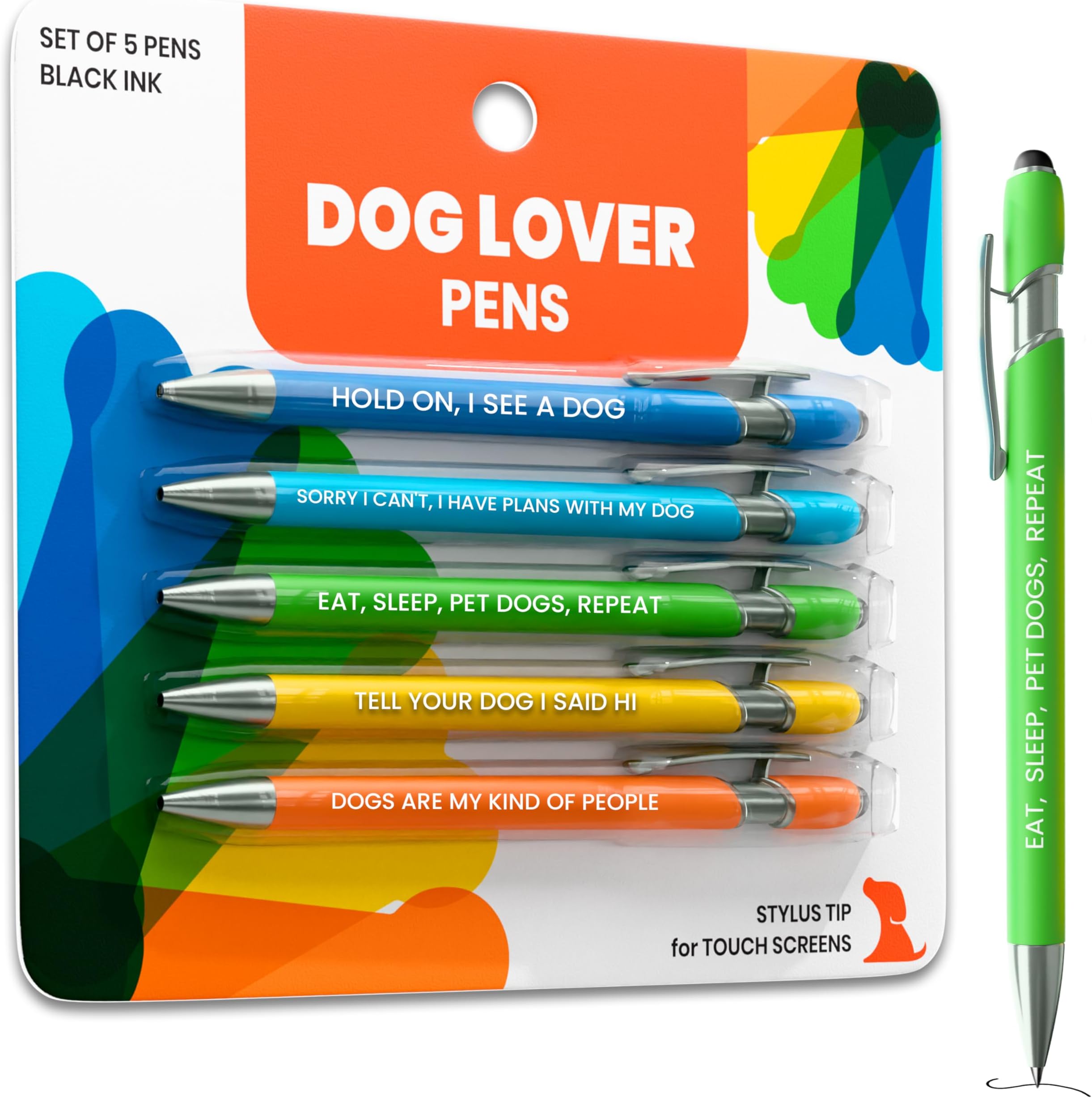 Amazon.com : Funny Dog Lover Pen Set – 5-Piece Dog-Themed Stylus Pens ...