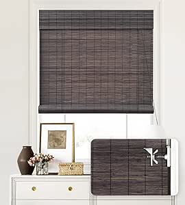 Amazon.com: LazBlinds Custom No Tools No Drill Bamboo Roller Shades ...