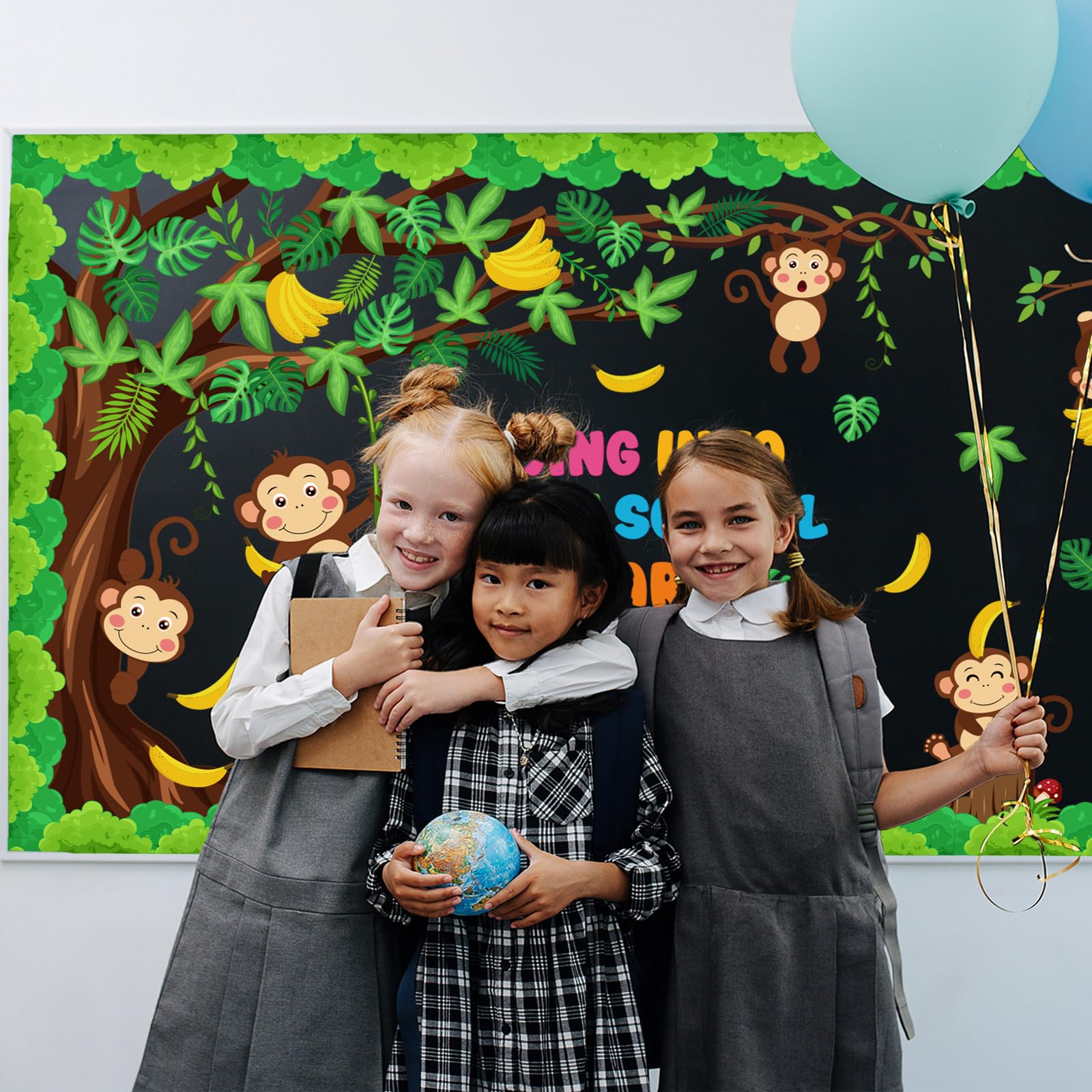 Snapklik.com : Summer Monkey Tree Bulletin Board Set Swing Into A New ...