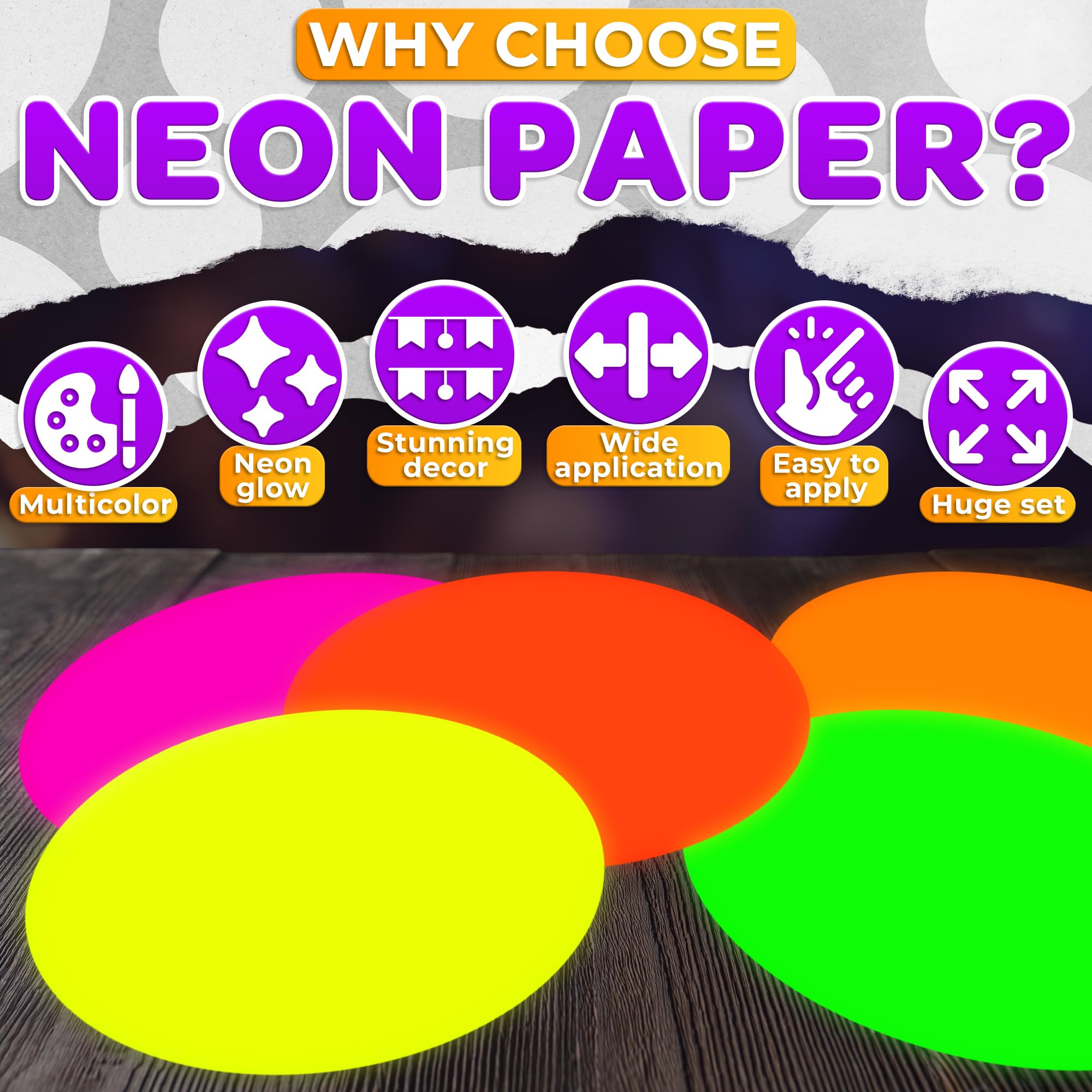 Snapklik.com : 25 Sheets Neon Paper - Neon Construction Paper Neon ...