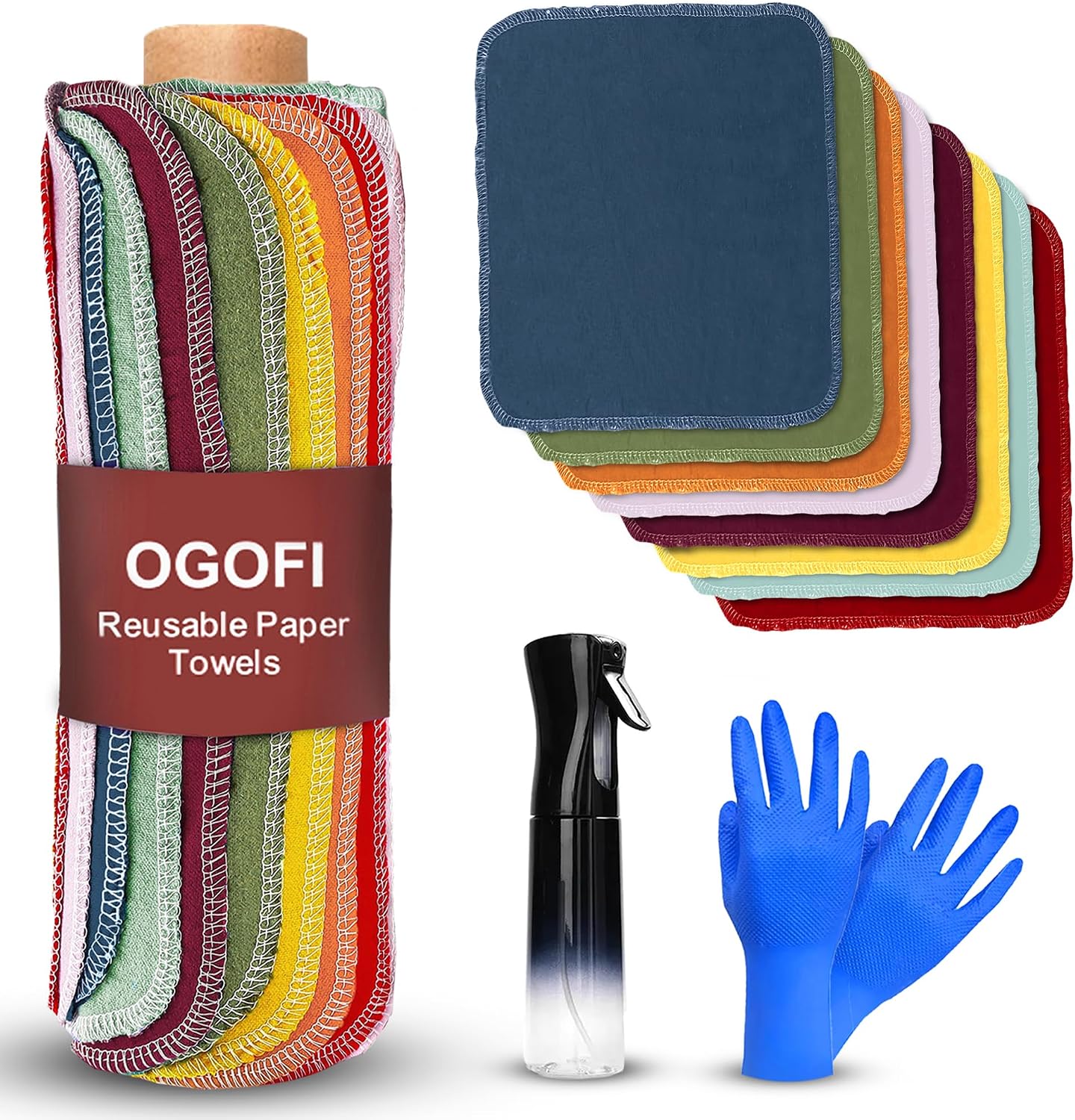 24 Pack Multicolor Reusable Paperless Towels Washable - Size 12 x 10 ...
