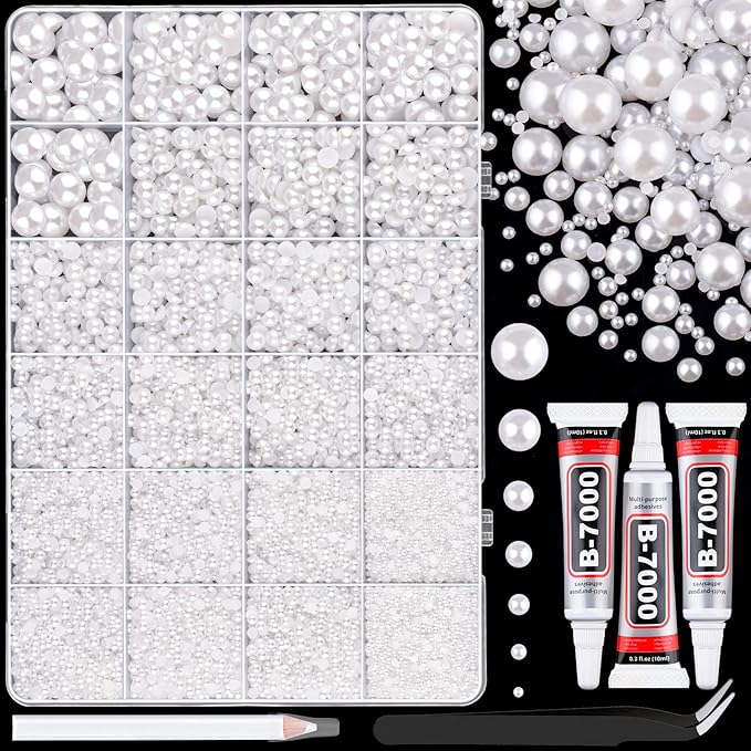 Amazon.com: 16500Pcs Flatback Pearls for Crafting (White), Assorted ...