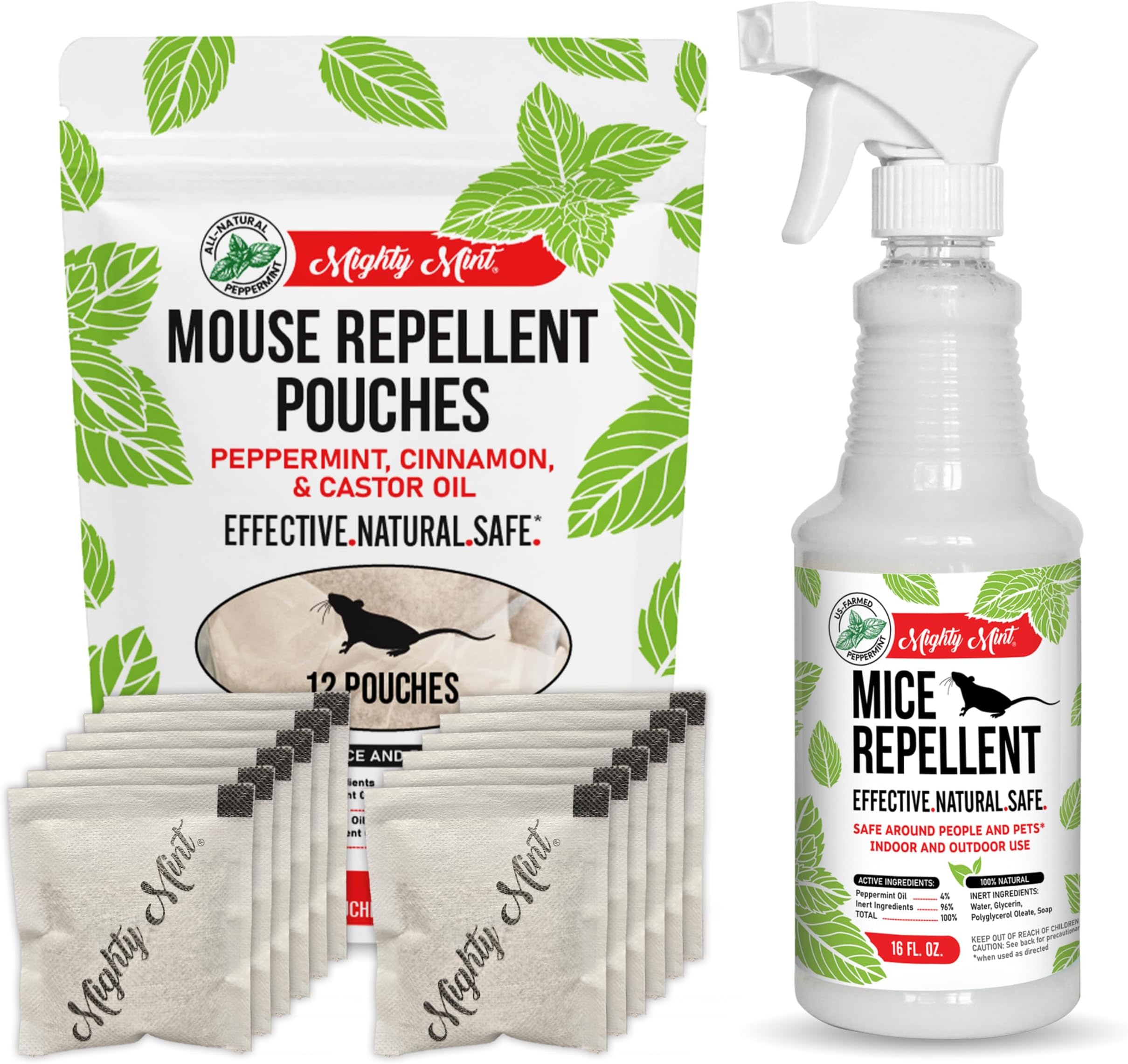 Amazon.com: Mighty Mint Mouse Repellent Pouches & Mice Repellent Spray ...