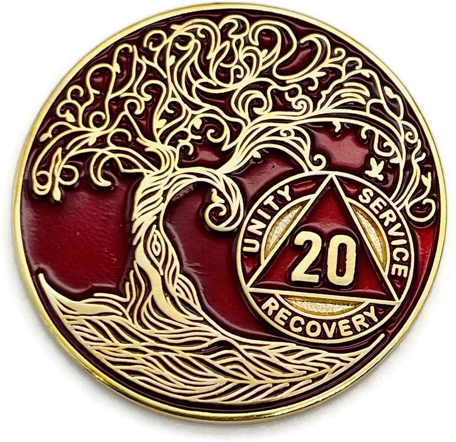 Amazon.com : Sobriety Mint 20 Year AA Medallion - Twisted Tree of Life ...