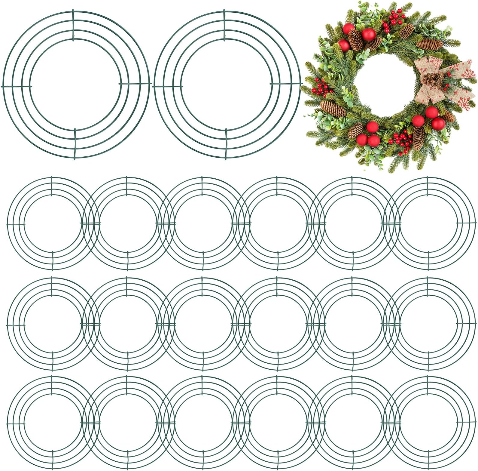 Amazon.com: 16 Pieces Wire Wreath Frame Wire Wreath Making Rings Green ...
