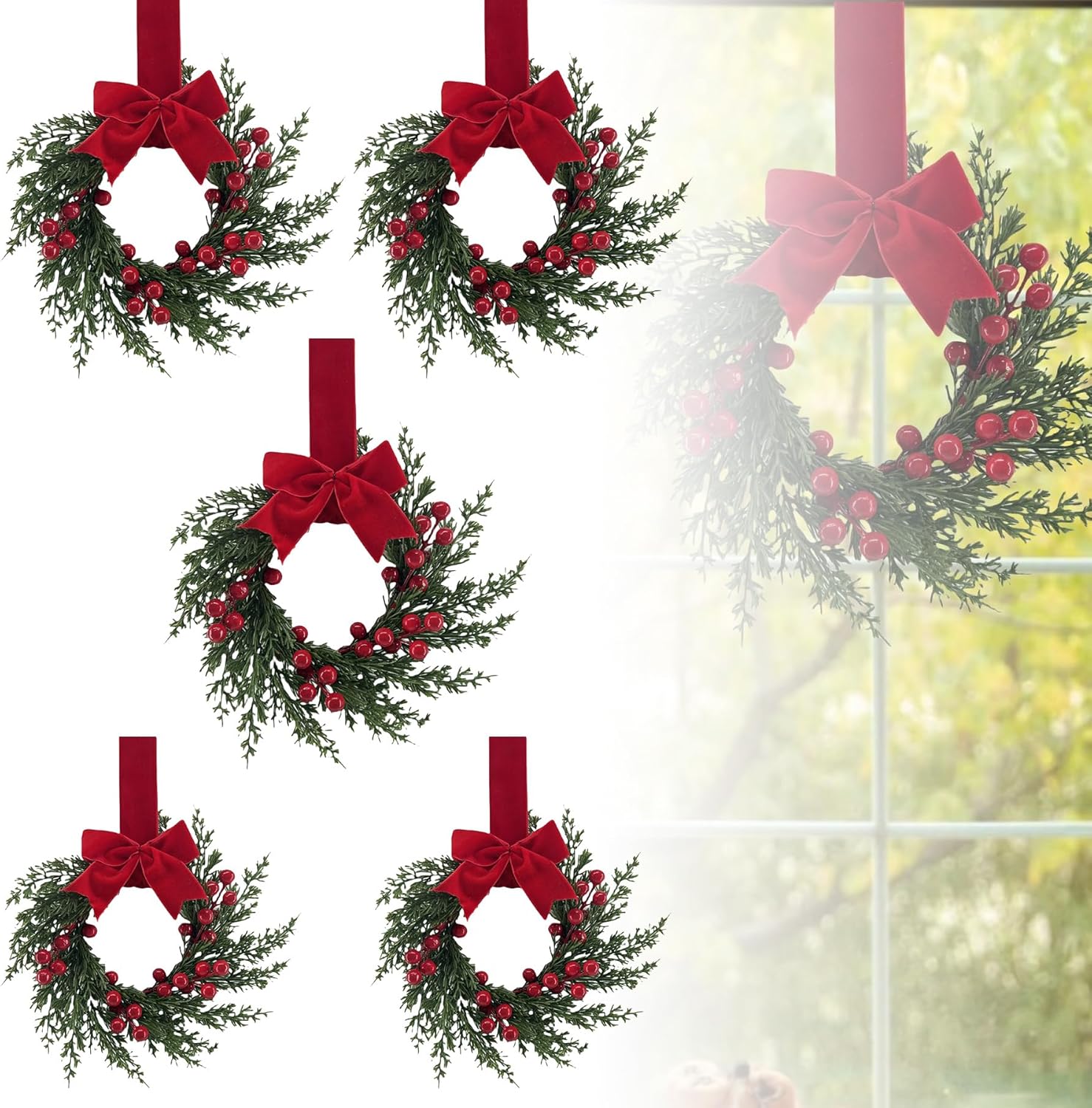 Amazon.com: Mini Cypress Wreath, Peliaral Mini Christmas Wreaths for ...
