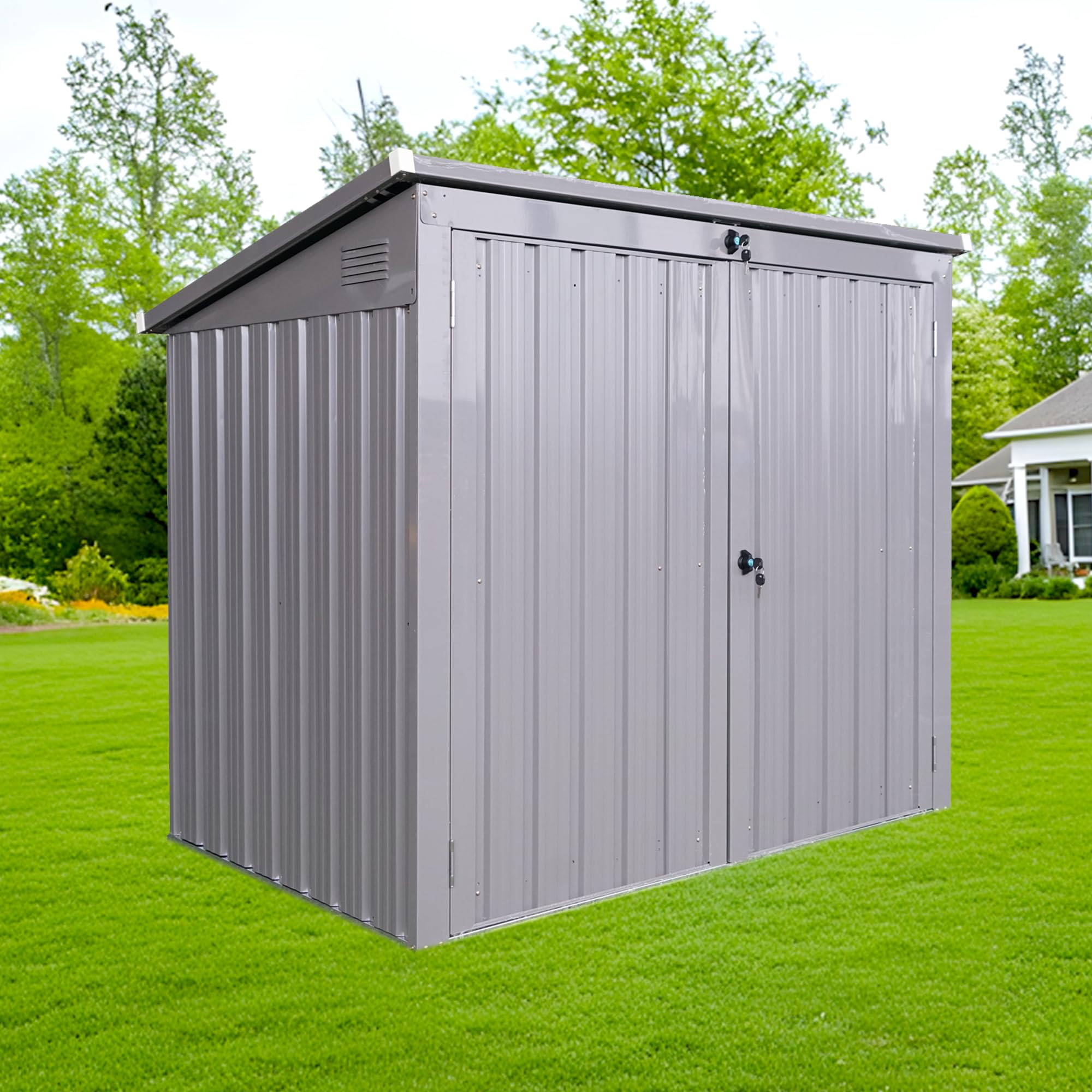 Snapklik.com : Metal Trash Can Storage Outdoor Bin Shed Hider Garbage ...