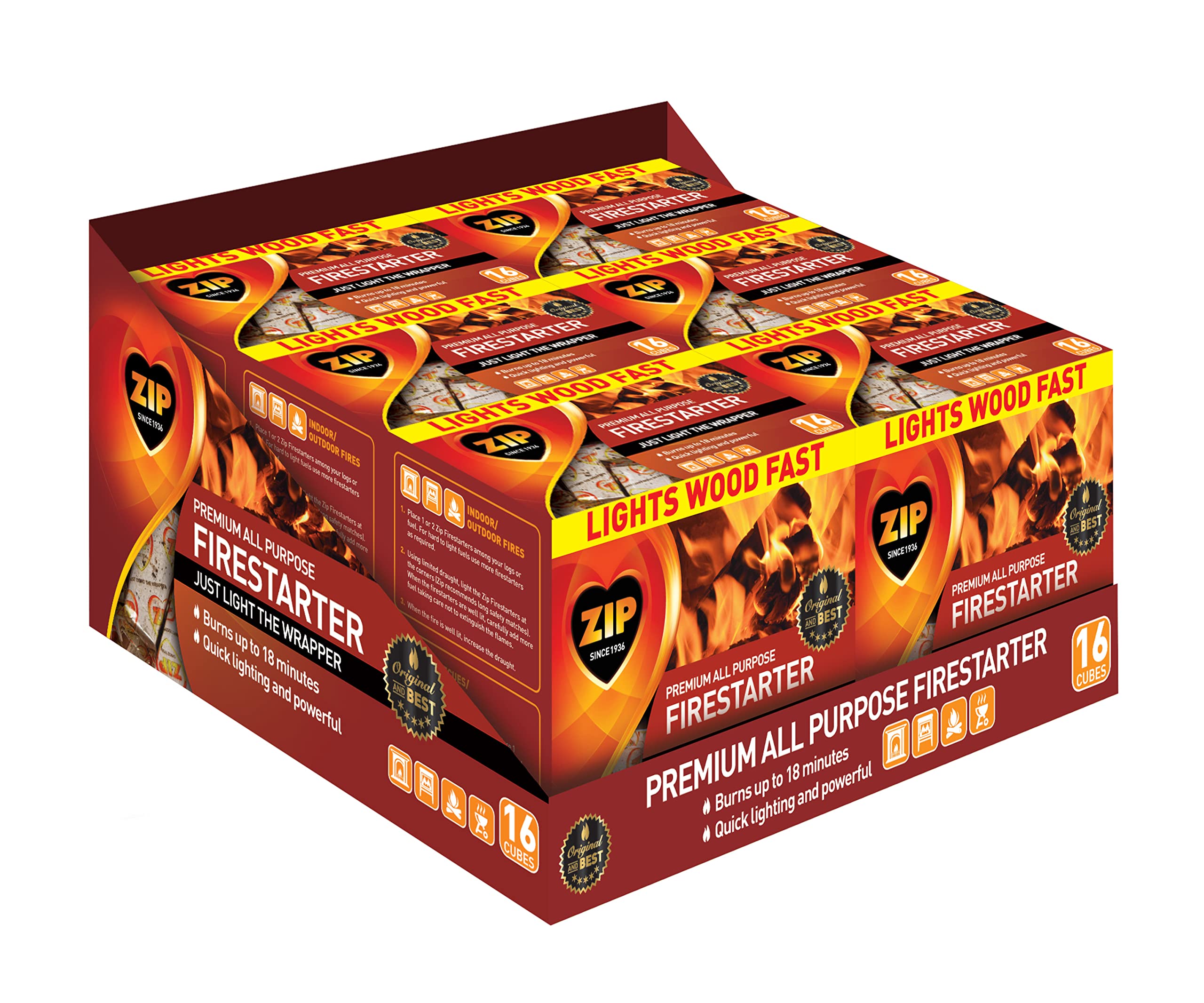 Snapklik.com : ZIP Premium All Purpose Wrapped Firestarters 16 Pack