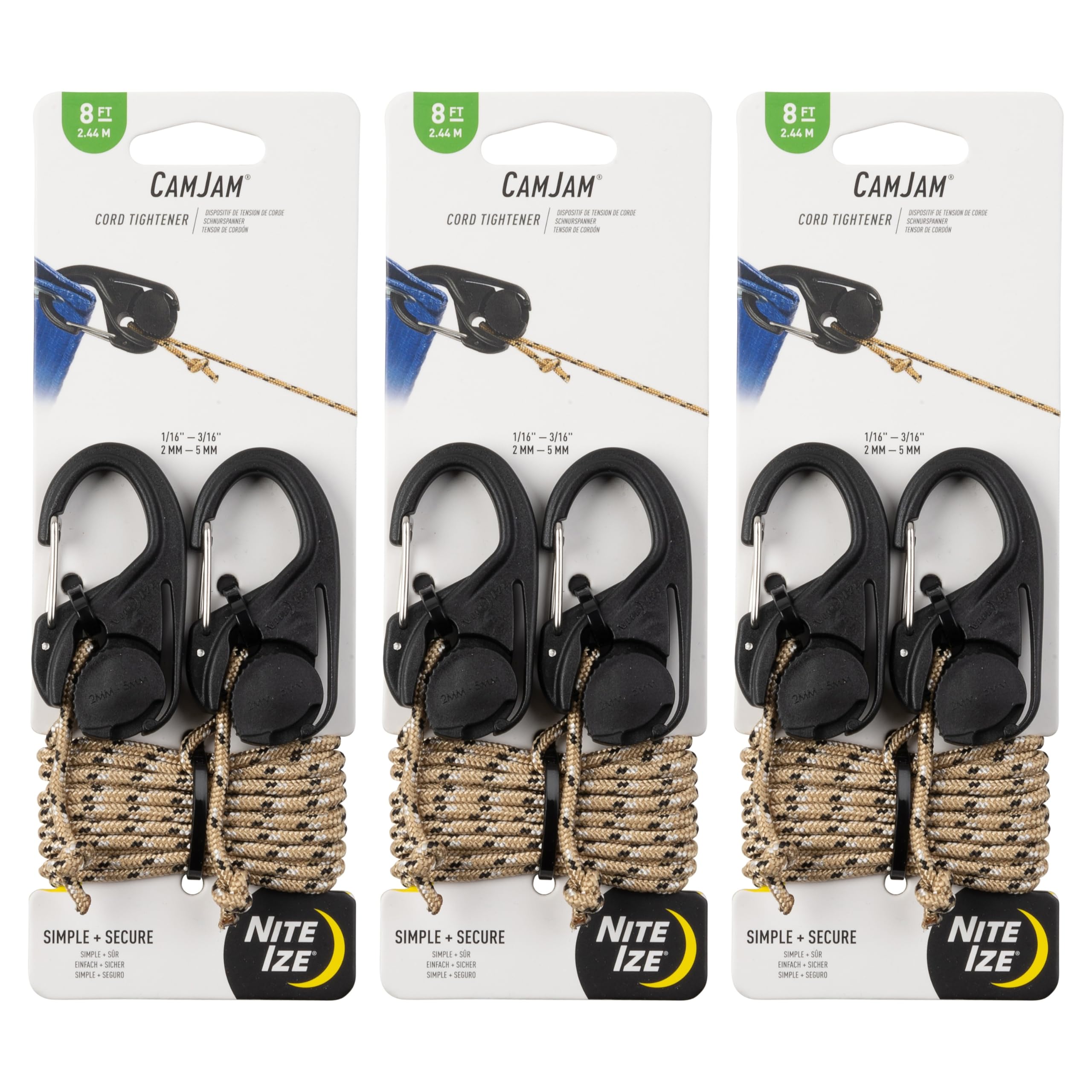 Amazon.com : Nite Ize CamJam Cord Tightener with 8 Foot Rope - 6 Count ...
