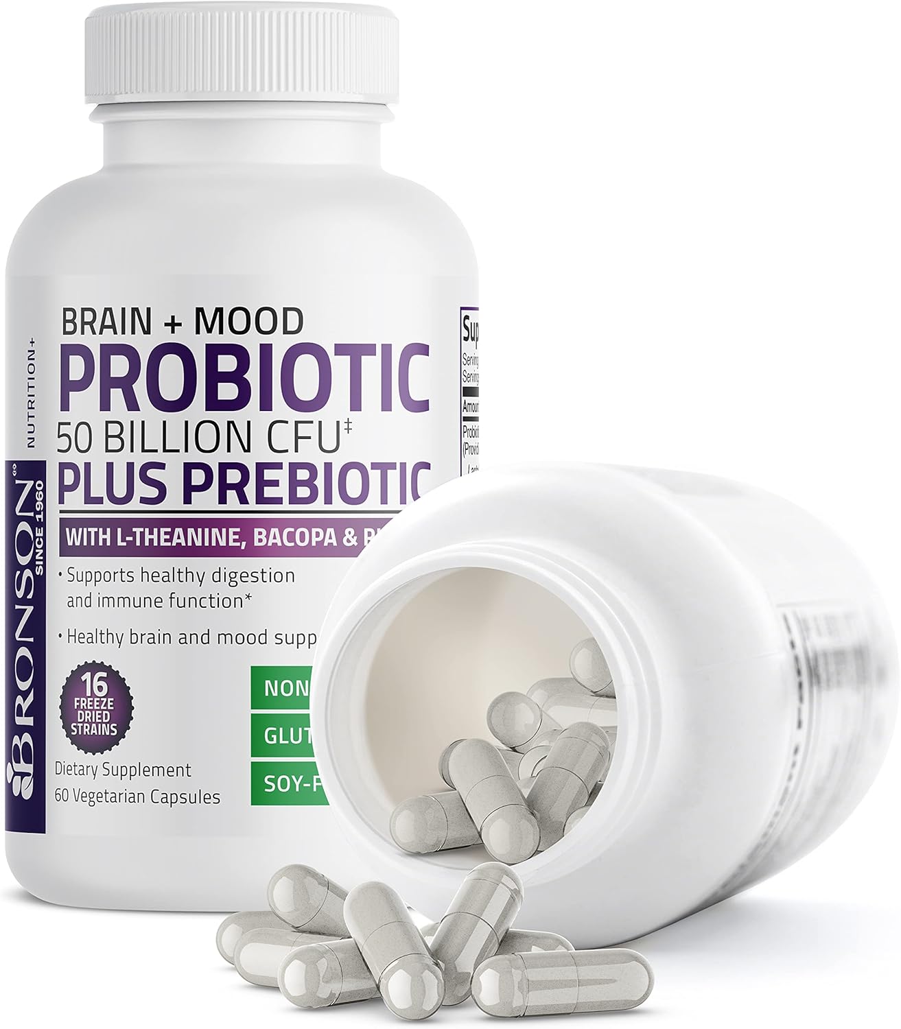 Buy Bronson Brain + Mood Probiotic 50 Billion CFU Plus Prebiotic with L ...