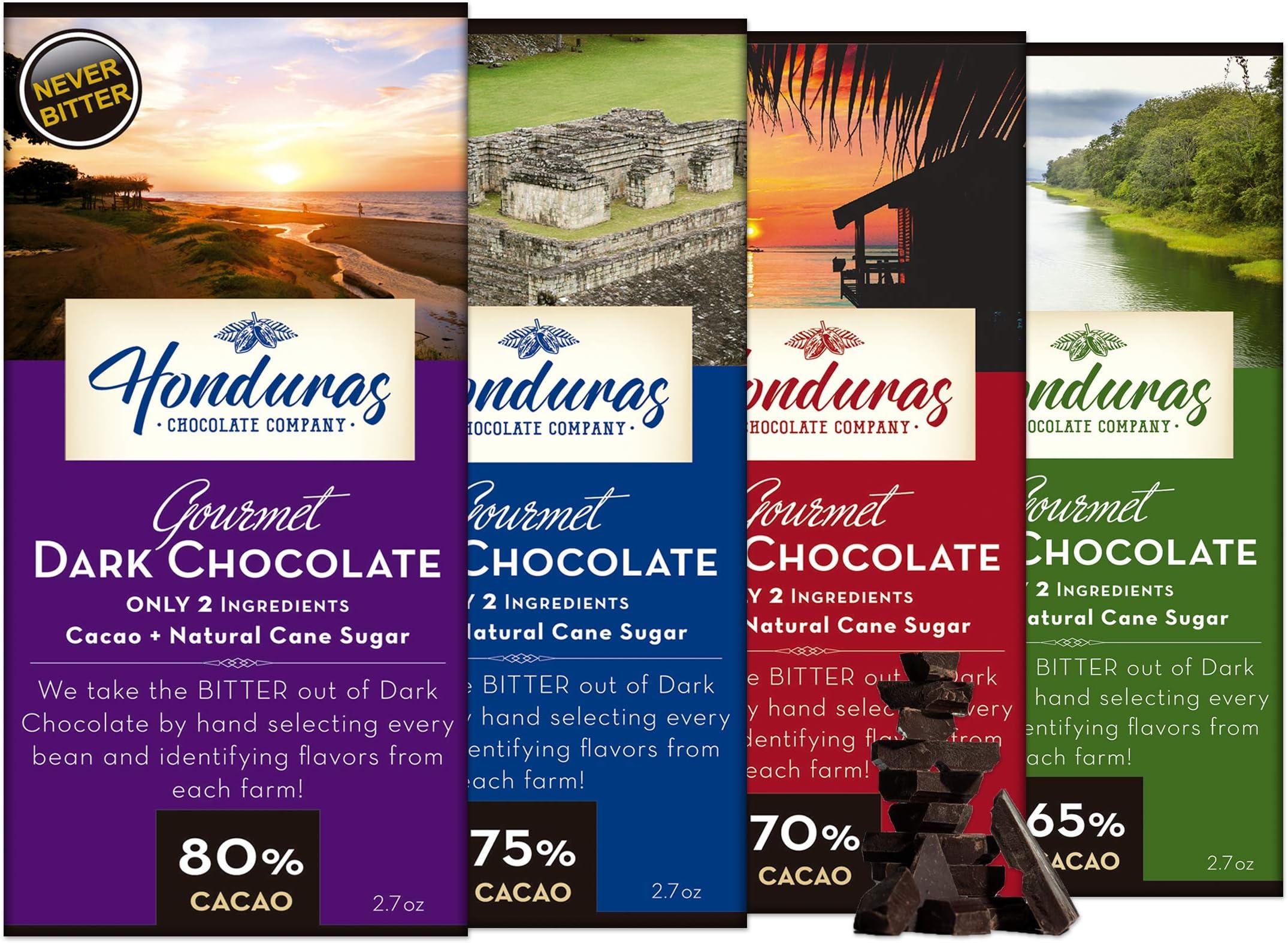 Amazon.com : Honduras Chocolate Company Variety Pack of Gourmet Dark ...