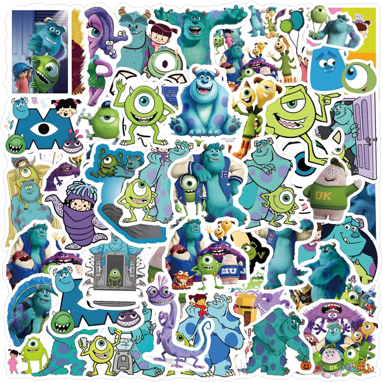 Amazon.com: 60Pcs Monsters Inc Stickers Pack, Cartoon Comedy Vinyl ...