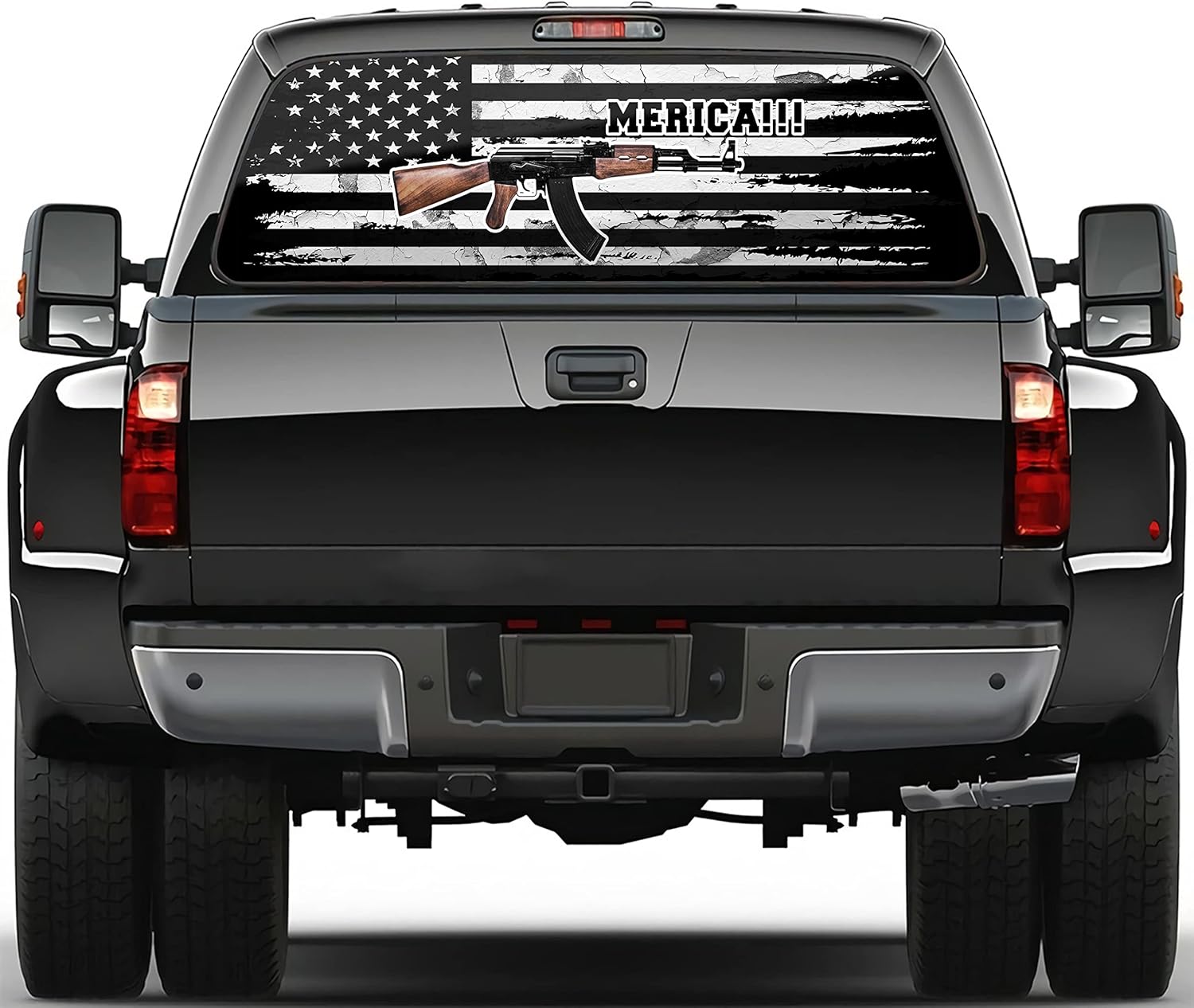 Amazon.com - Hsdiokl American Flag Rear Window Decal for Truck,Black ...