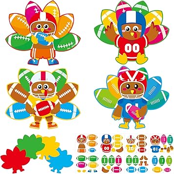 Amazon.com: CANIFORTUNE 24 Pack Thanksgiving Football Turkey Craft Kit ...