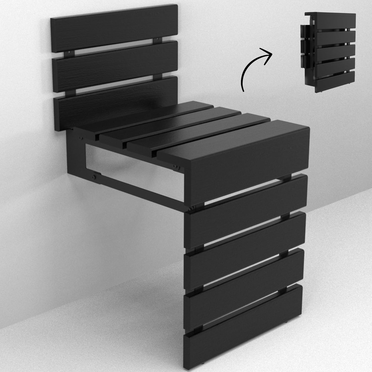 Amazon.com: Folding Wall Mounted Teak Wood Shower Seat with Backrest ...