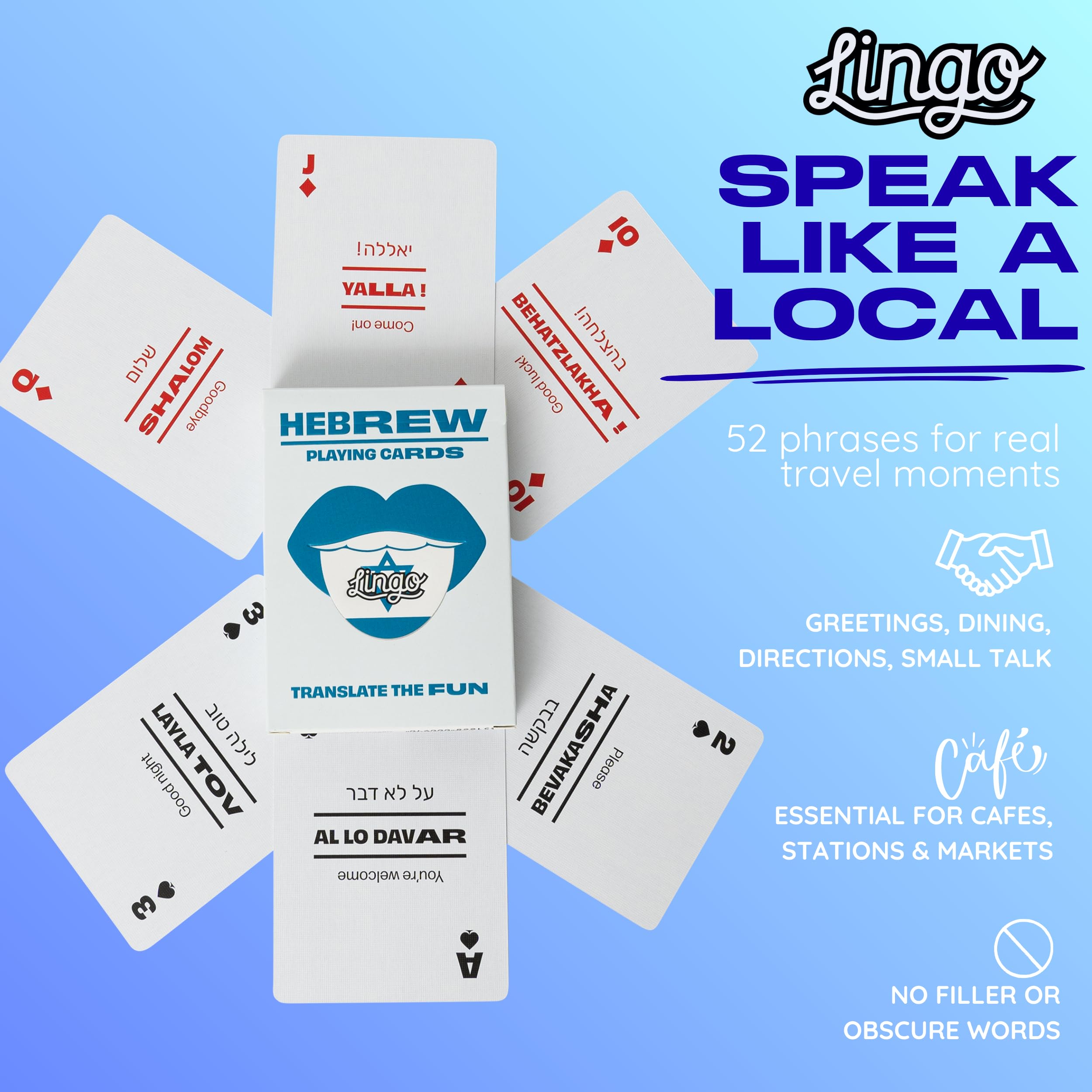 Snapklik.com : Hebrew Playing Cards Travel Flashcards Learn Hebrew ...