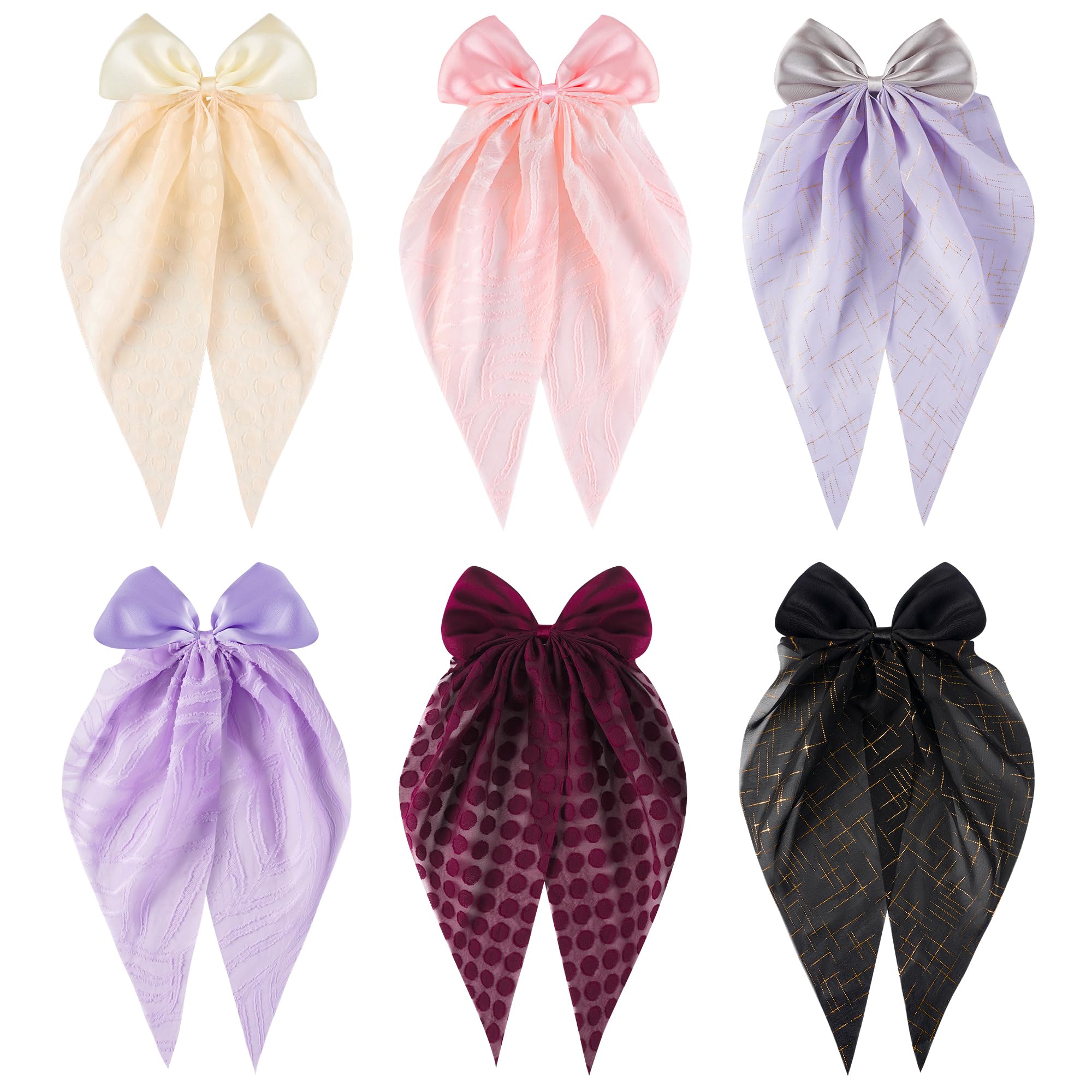 Amazon.com : 6 Pcs Hair Bows Big Hair Bows for Women Cute Long Tail ...