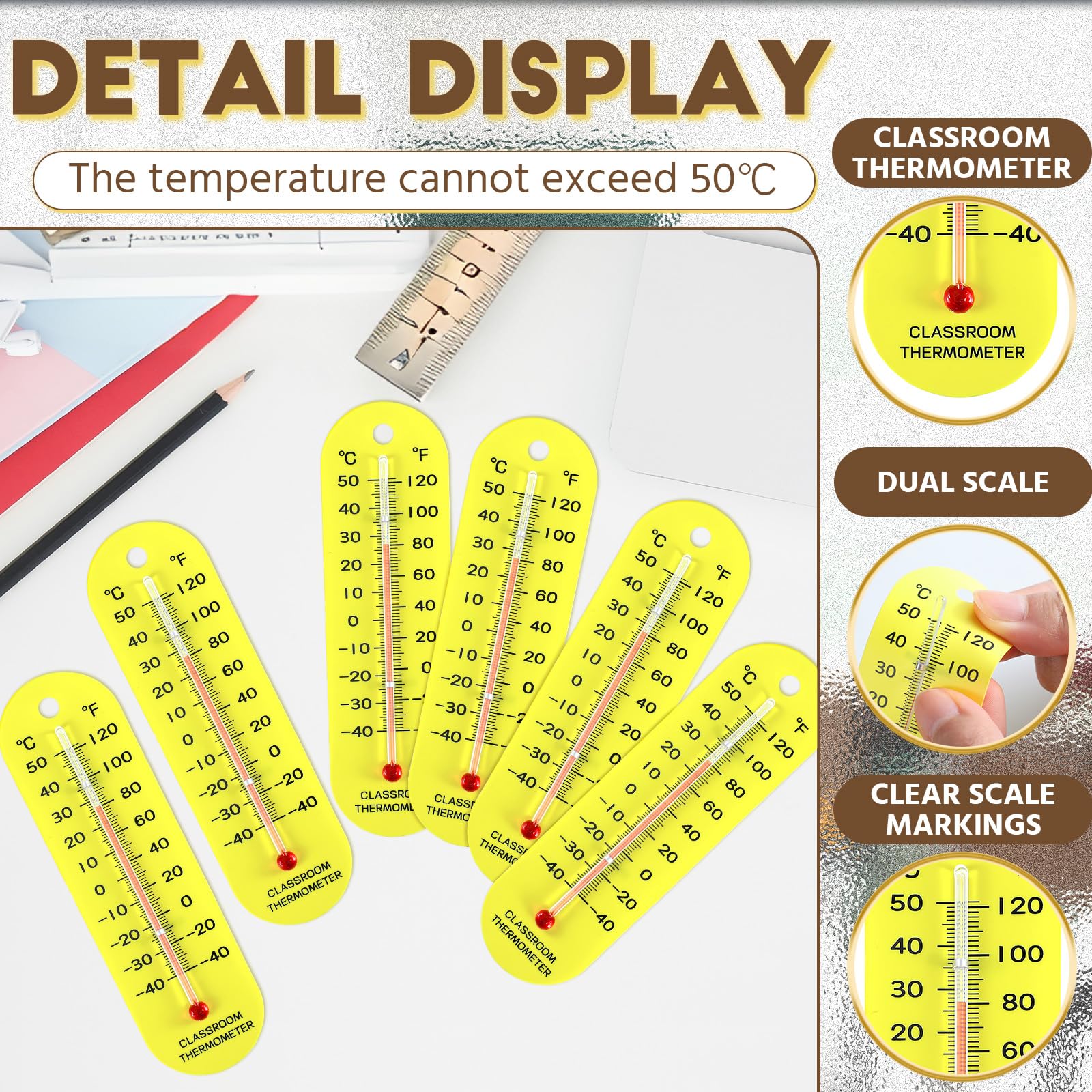 Snapklik.com : Kanayu 24 Pcs Classroom Thermometer Dual Scale Boiling ...