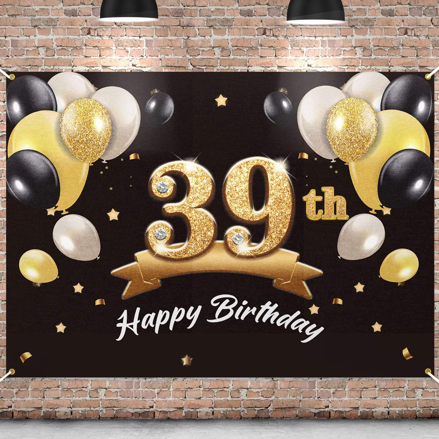 Amazon.com: PAKBOOM Happy 39th Birthday Banner Backdrop - 39 Birthday ...
