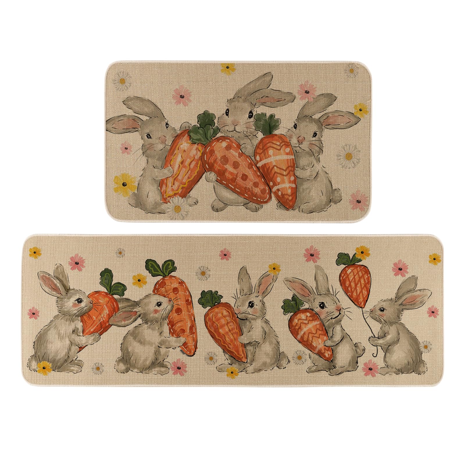 Amazon.com: Moutina Carrots Bunny Rabbit Easter Kitchen Rugs Set of 2 ...