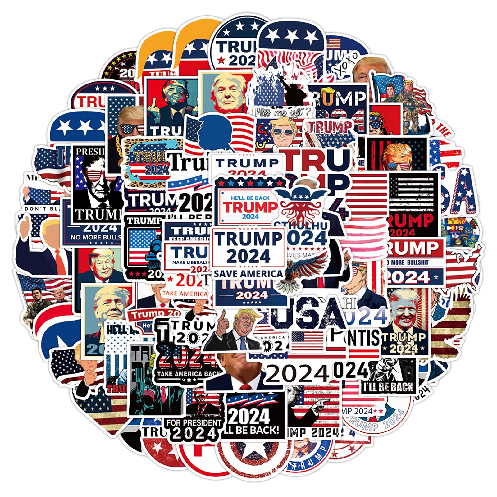 Snapklik.com : Donald Trump 2024 Stickers - 100pcs USA Flag Decals ...