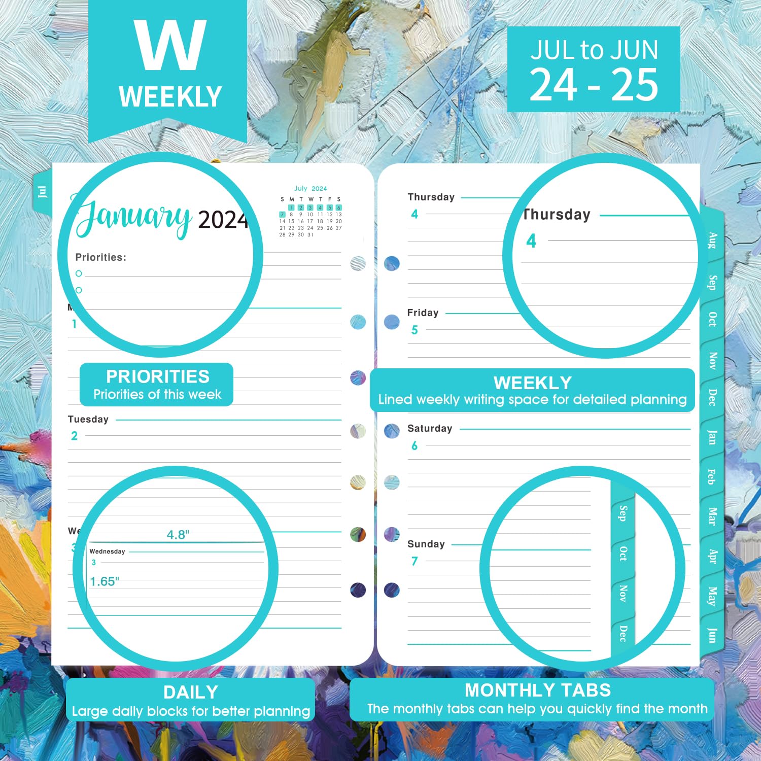 Snapklik.com : 2024-2025 Planner Refills - 7 Holes Punched, Planner Refills 2024-2025, Jul 2024 ...