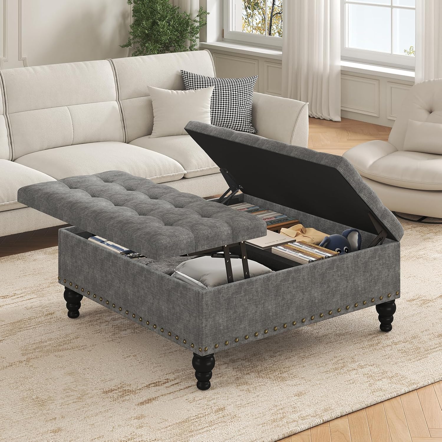 Amazon.com: iabifo Versatile Lift-Top Ottoman, Large Storage Coffee ...