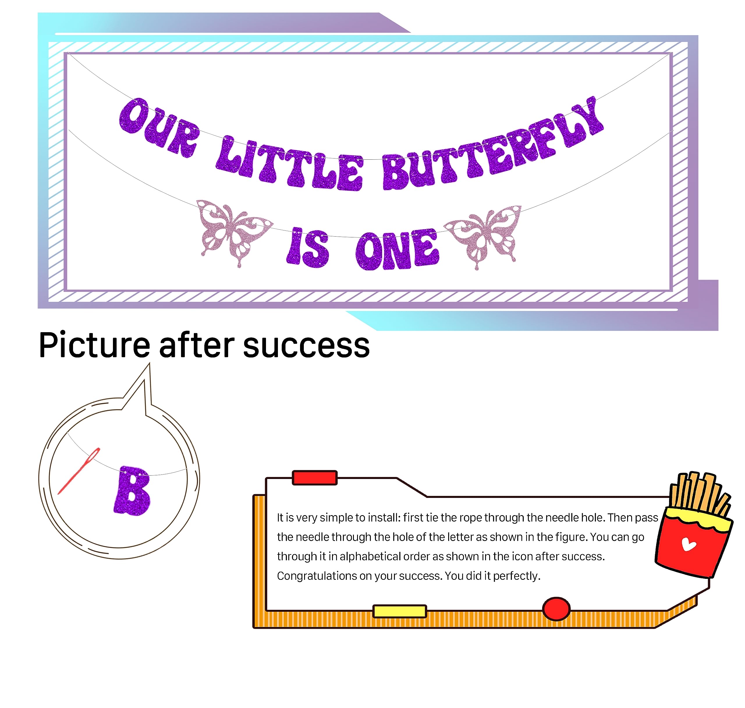 Snapklik.com : Our Little Butterfly Is One Banner,1st Birthday ...