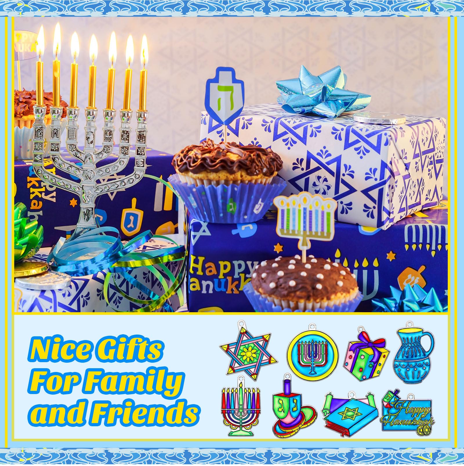 Snapklik.com : Cholemy 24 Sets Hanukkah Sun Catcher Kit Include ...