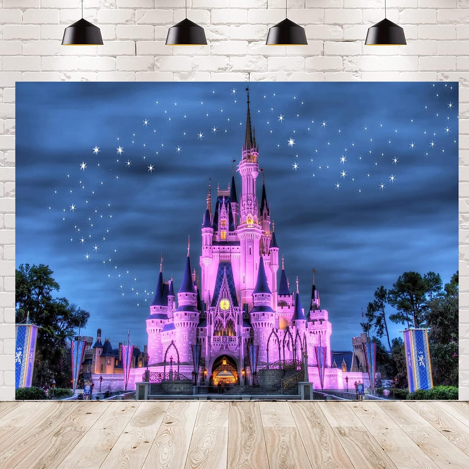 Amazon.com : EOA 5(W) x7(H) FT Cinderella Castle Park Backdrop Princess ...