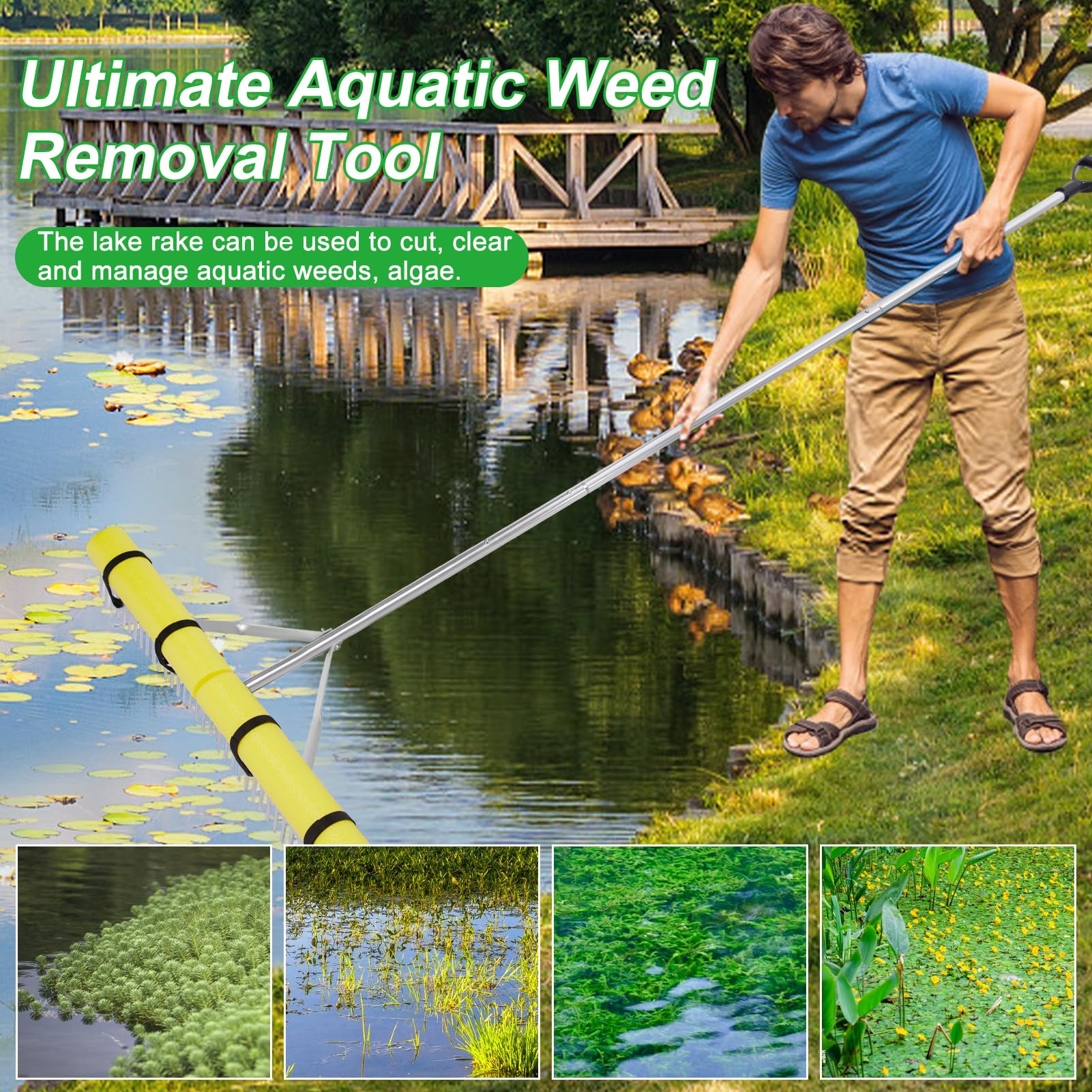 Snapklik.com : Pond Rake, 36" Aquatic Lake Weed Rake